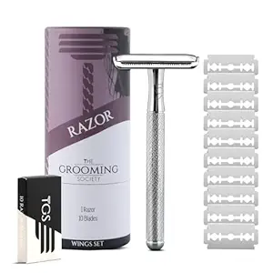 TGS Double Edge Safety Razor with 10 Razor Blades Refill, Single Blade ...