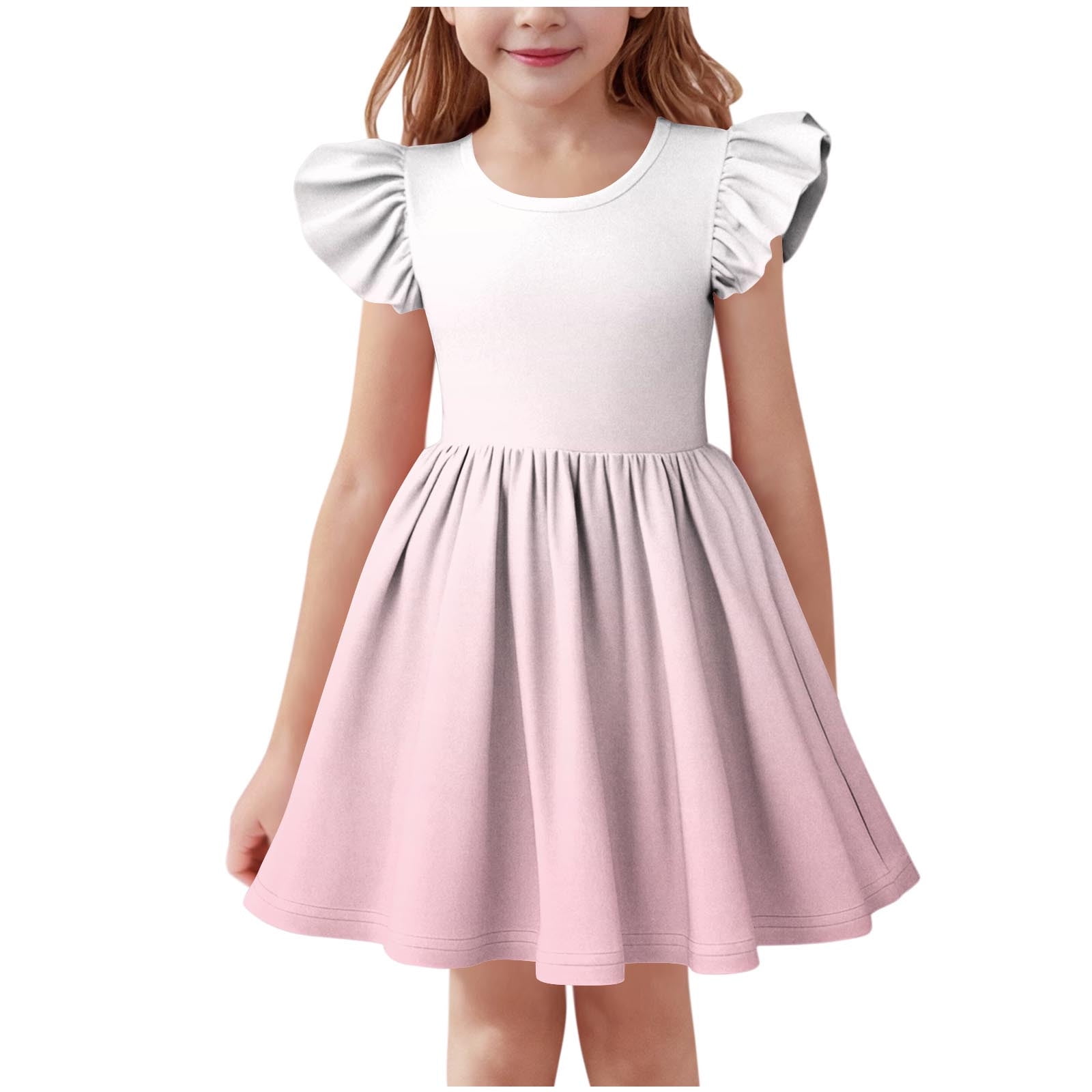 TGSLY Tween Girls Summer Bubble Dress Ruffle Sleeve Casual Tie Dye ...