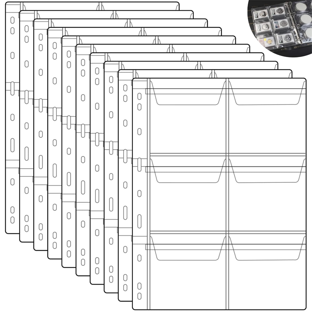 TGY 6 Pocket Standard 9Hole Coin Pocket,10 Sheets Plastic Coin Binder ...