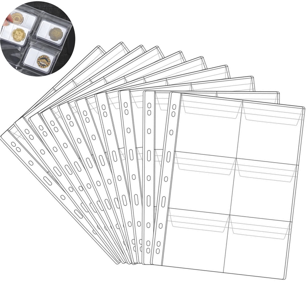 TGY Clear Plastic Coin Binder Pages,10 Sheets Currency Loose-Leaf ...