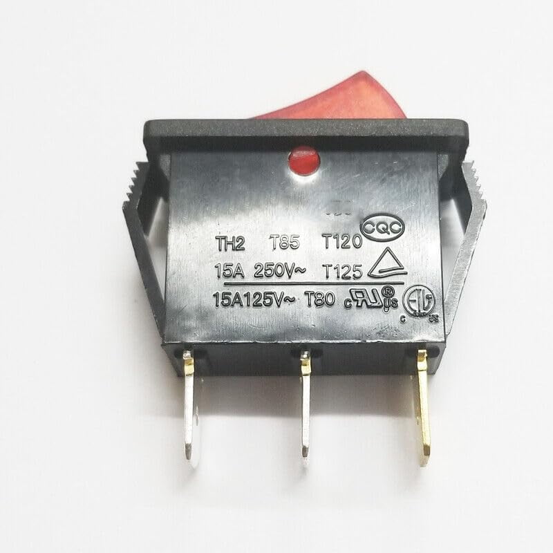 TH2 T85 T120 Red Lamp Rocker Switch 3 Pins 2 Positions 15A 125/250VAC ...
