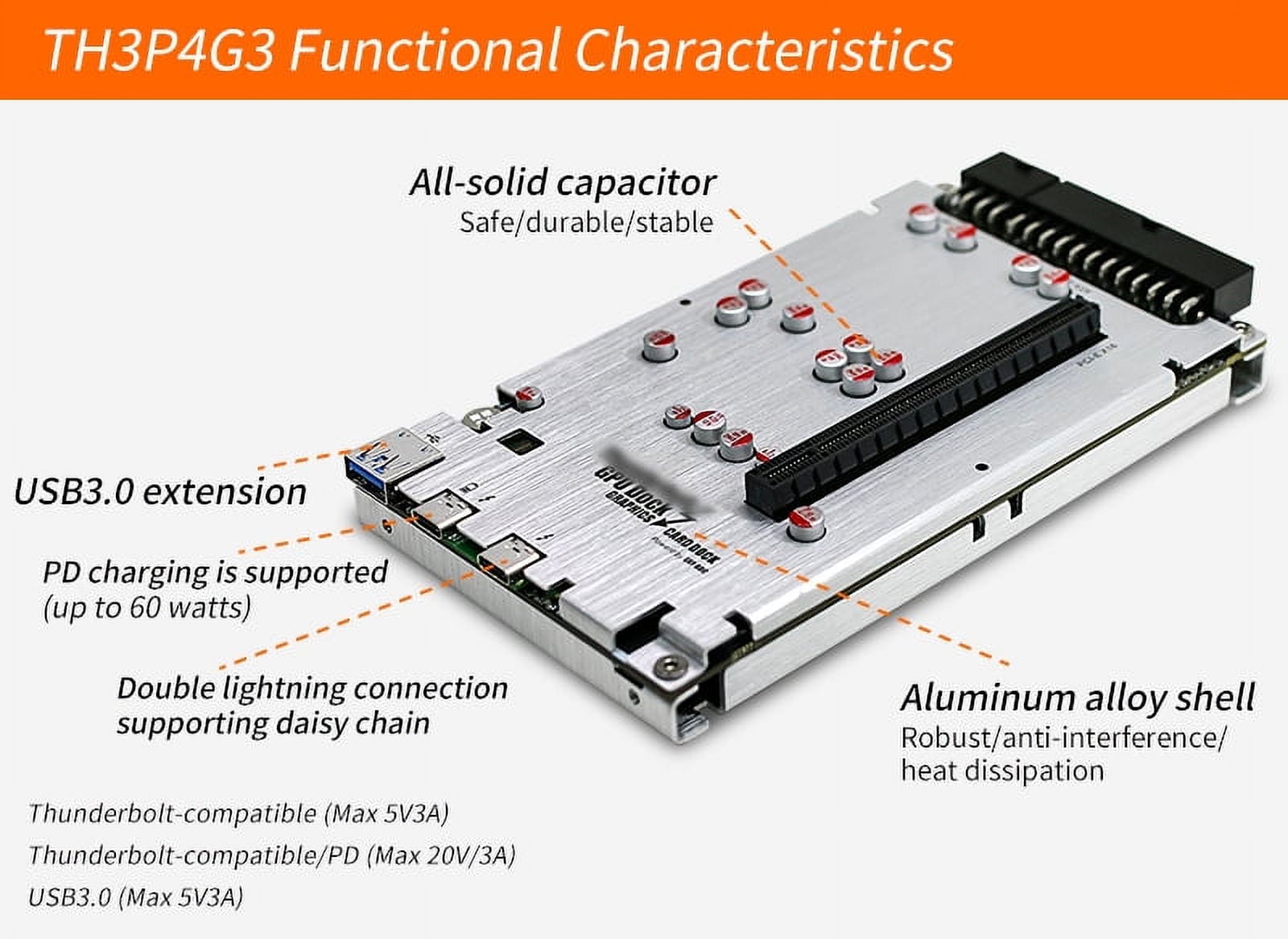 TH3P4G2 mini USB3.0 Graphics Card Extended Bracket for Thunderbolt 3 4 ...