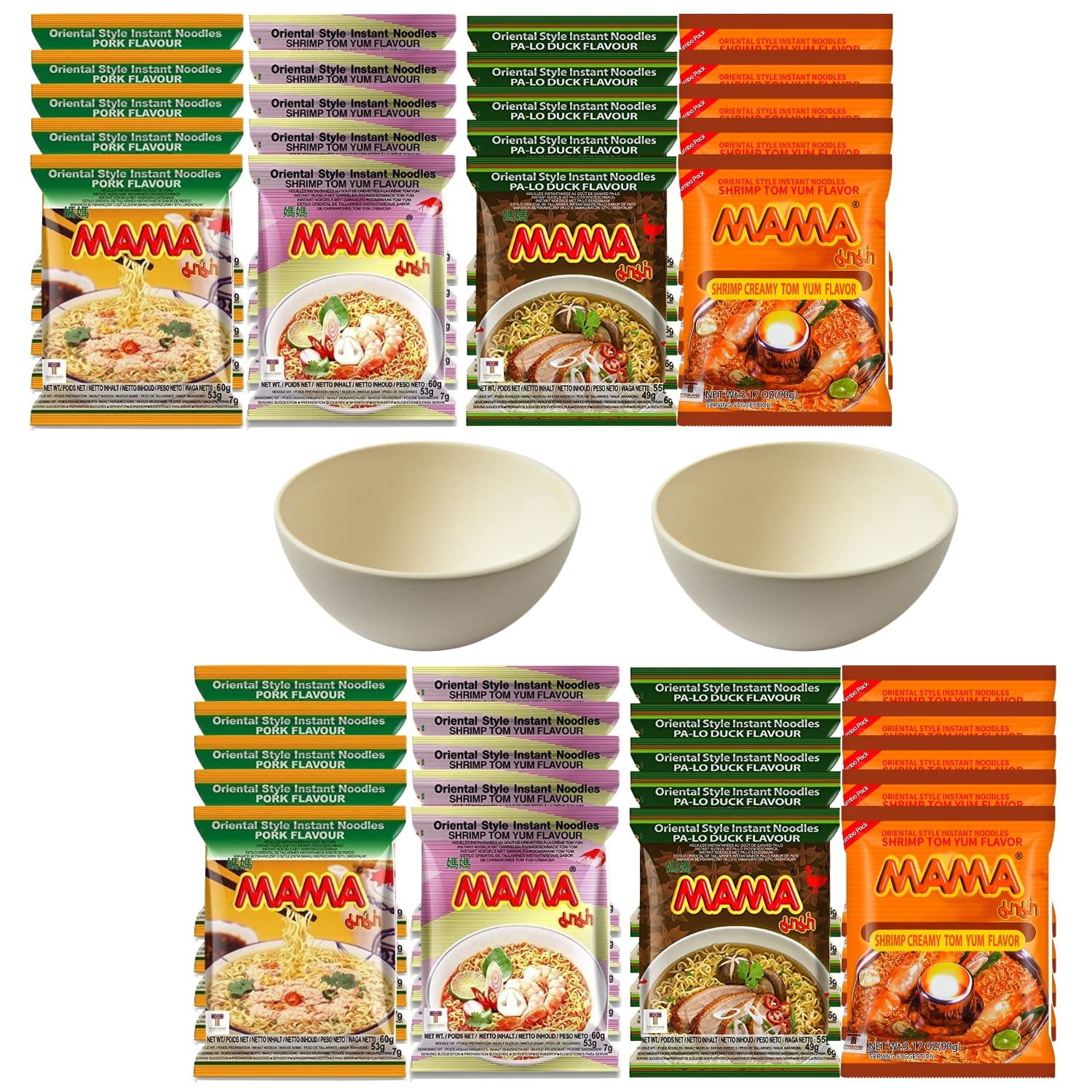 THAI NOODLE MAMA RAMEN ASSORTED BUNDLE w/BOWLS INCLUDED, Multiple ...