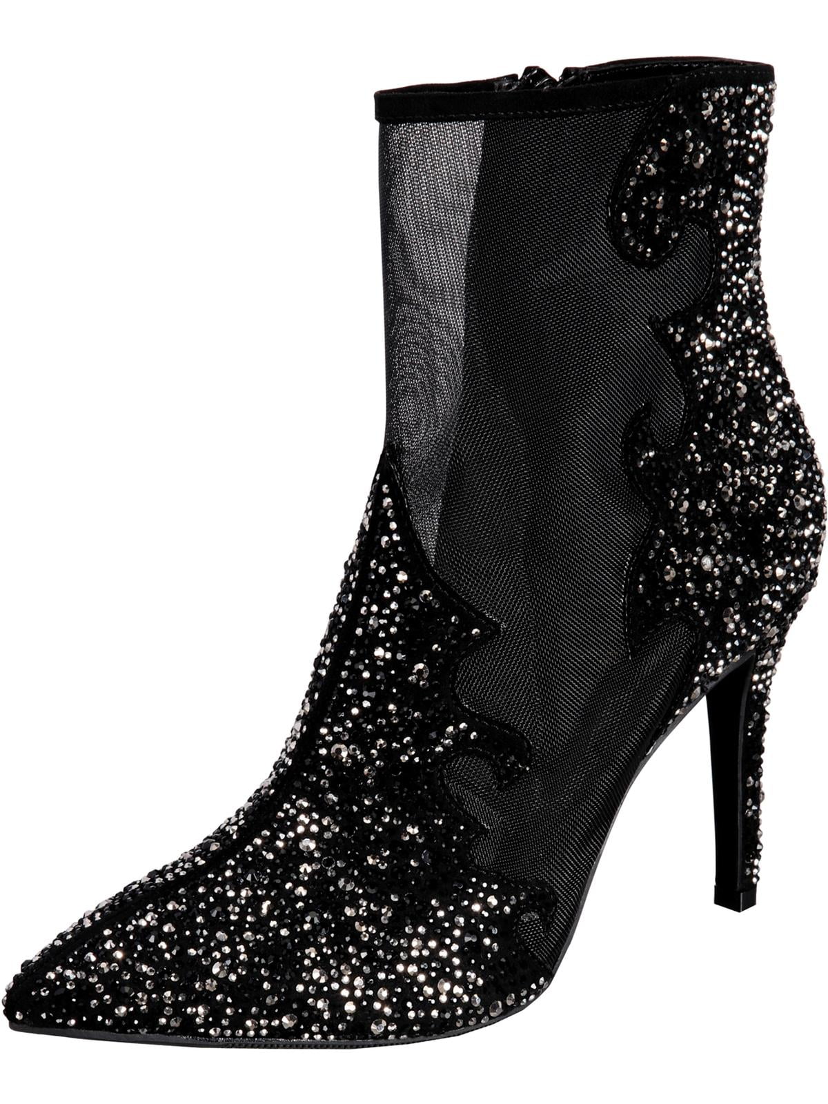 THALIA SODI Womens Black Sheer Mesh Panels Rhinestone Cushioned Rossana ...