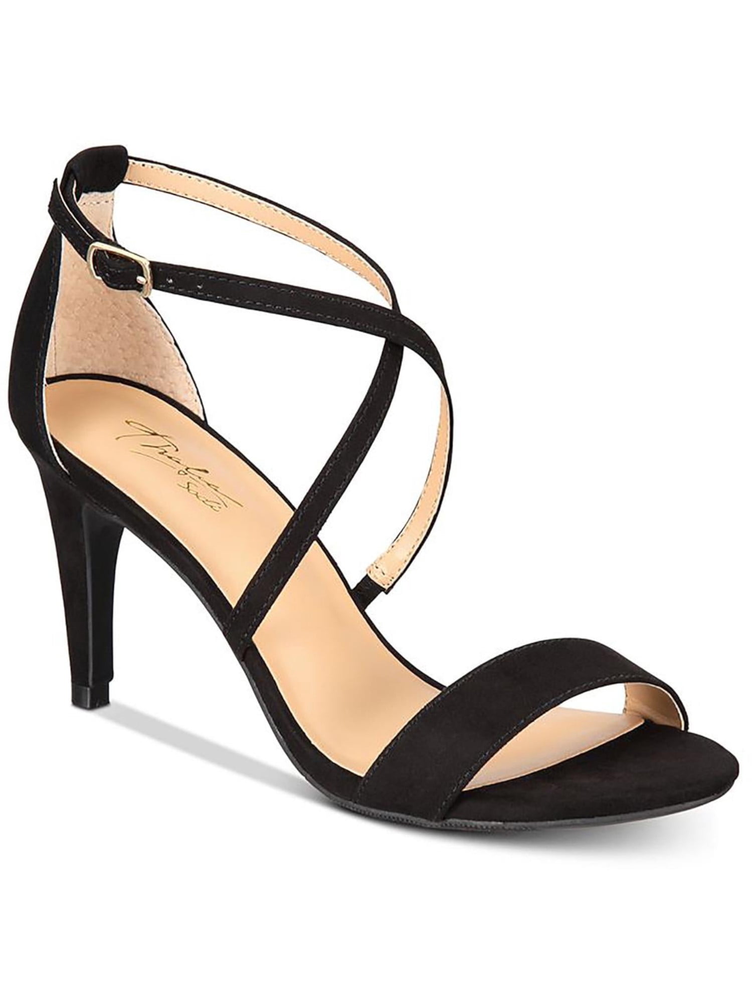 THALIA SODI Womens Black Strappy Padded Darria Round Toe Stiletto ...