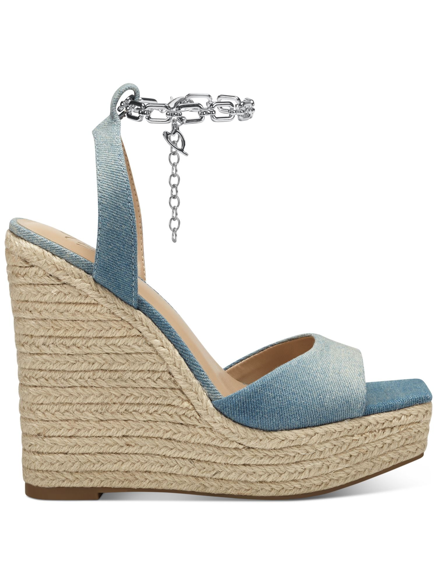 THALIA SODI Womens Blue Denim Clasp Chain 1-1/2" Platform Ankle Strap ...
