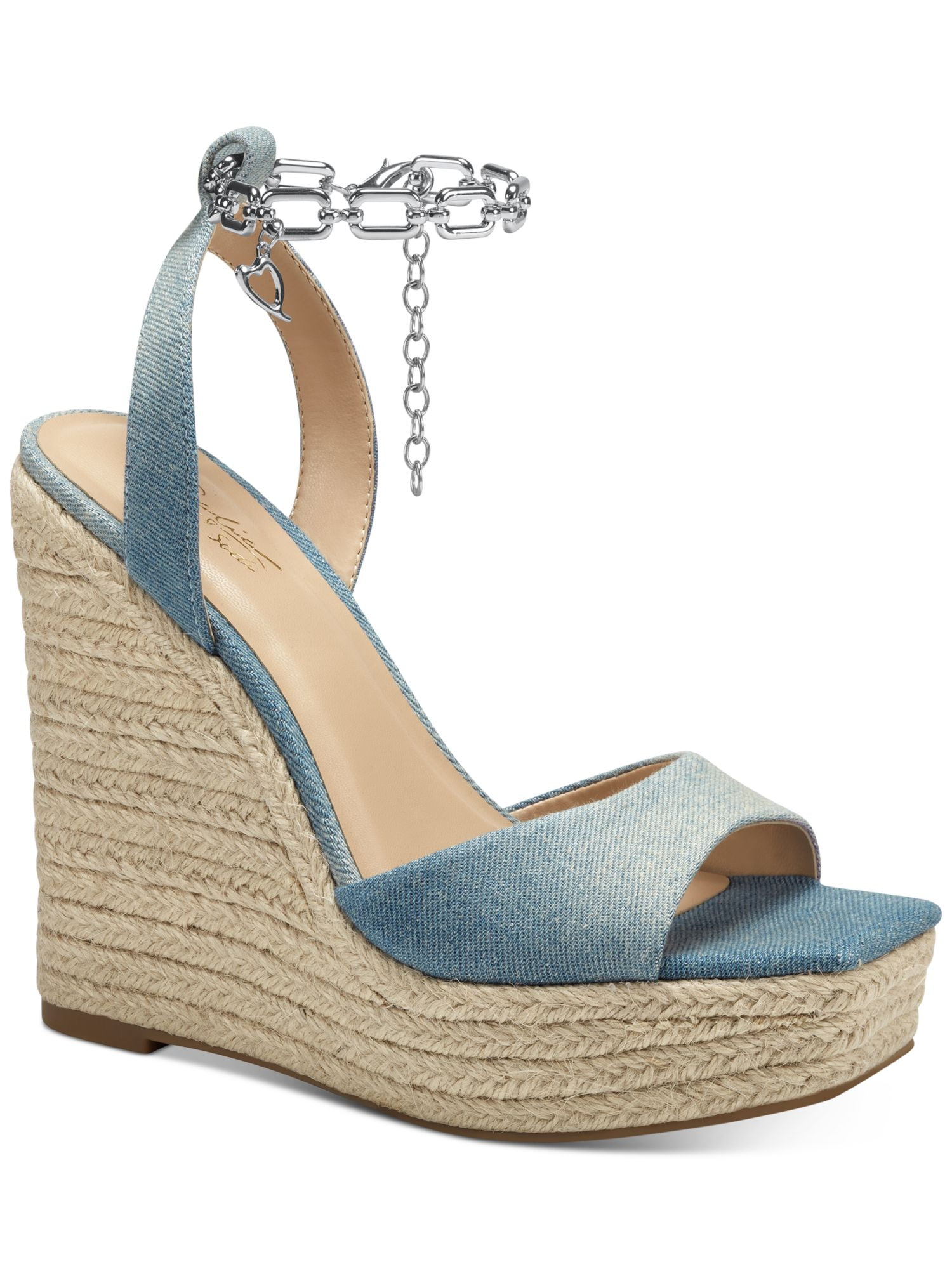 THALIA SODI Womens Light Blue Denim Clasp Chain 1-1/2" Platform Ankle ...