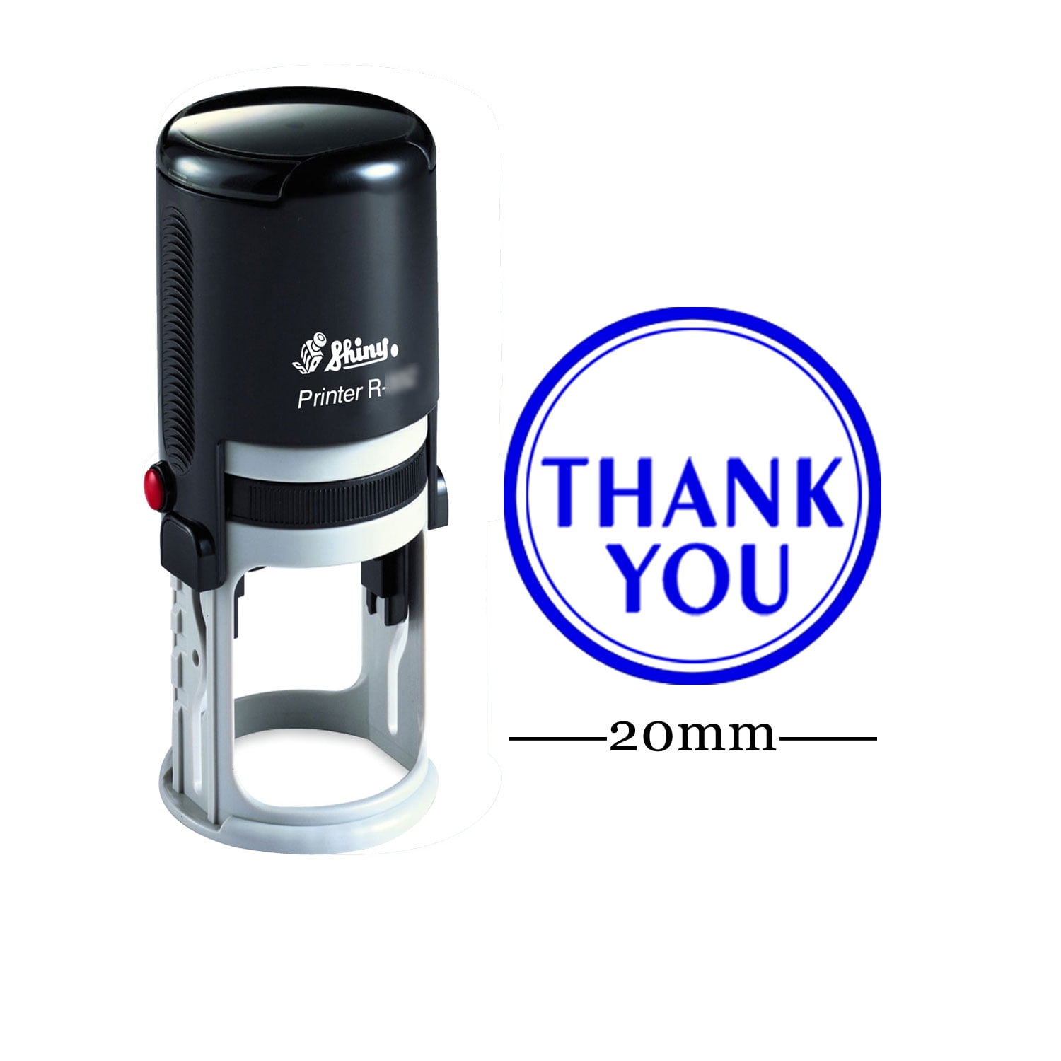 THANK YOU Round Self Inking Thank you Stamp 20mm Mini Shiny Mounted ...