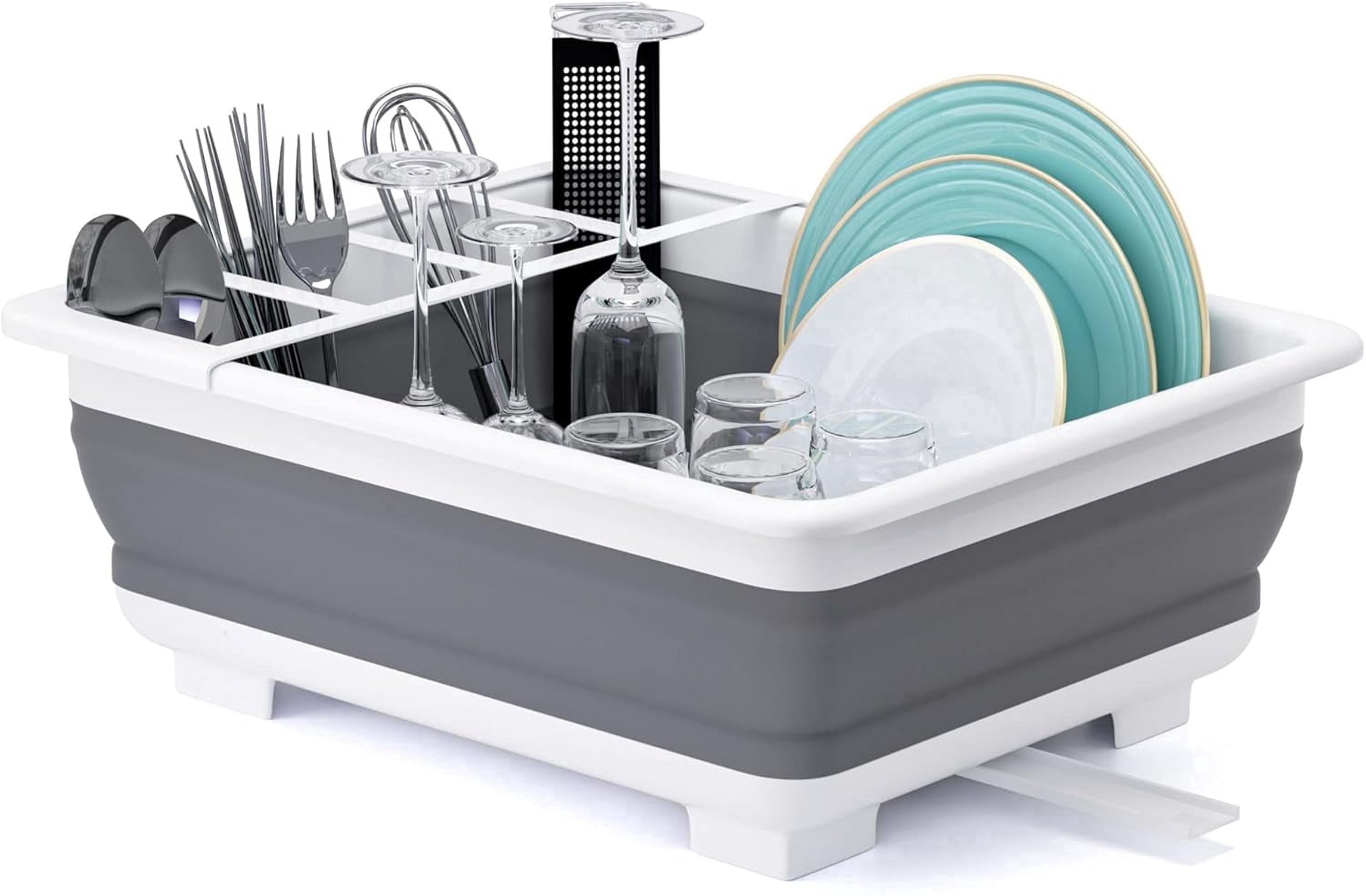 THANSTAR Collapsible Dish Drying Rack Portable Dinnerware Drainer ...