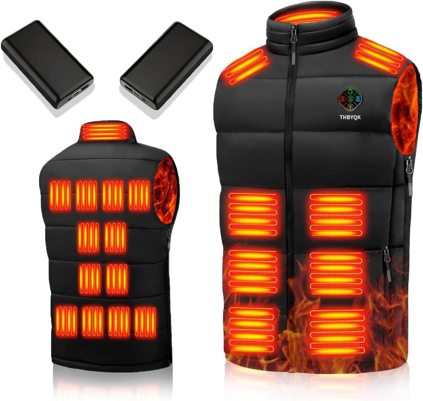 THBYQK 21 Heated Zones Heated Vest, with 40000mAH 7.4V Battery Pack ...