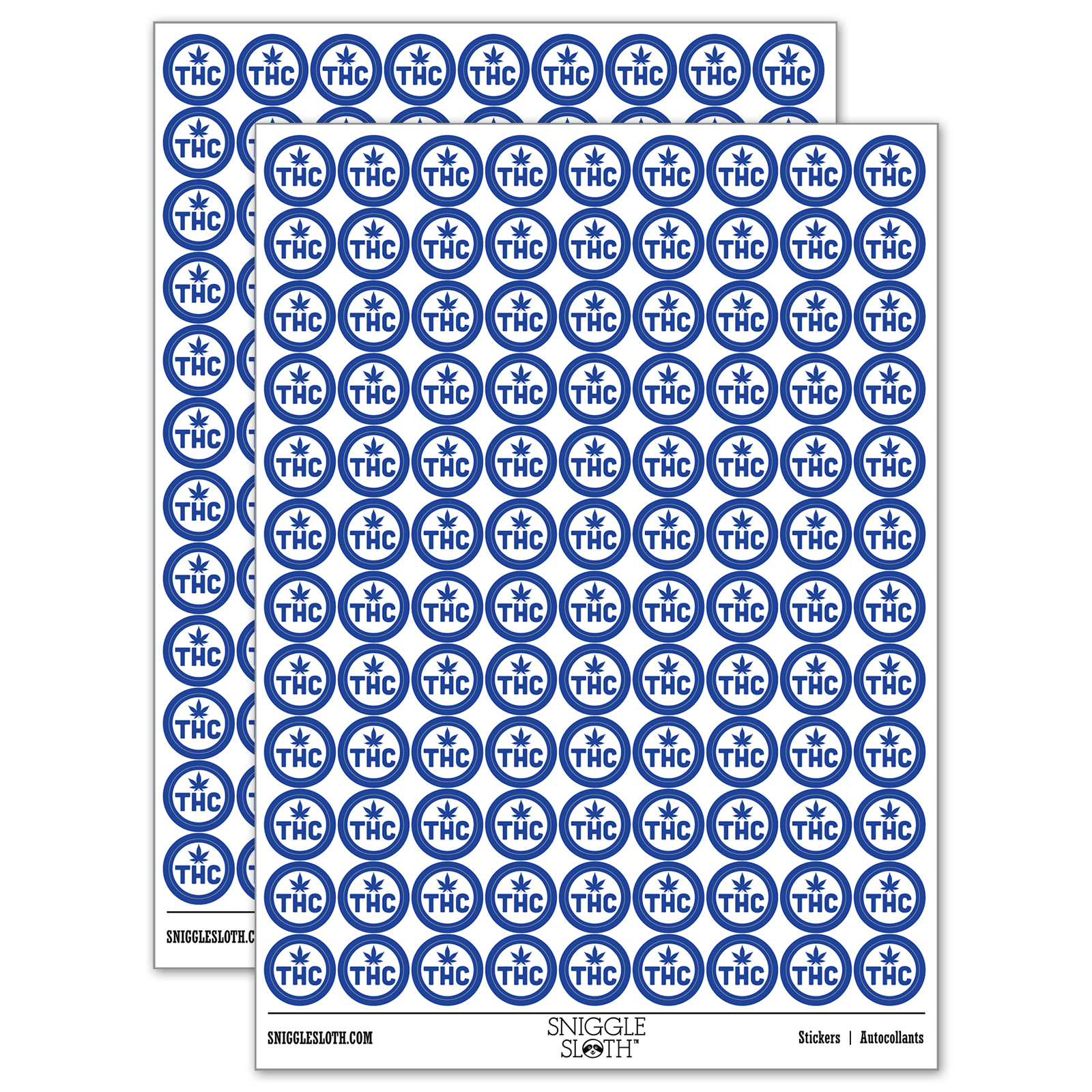 THC Marijuana Leaf Circle 200+ Round Stickers - Dark Blue - Gloss ...