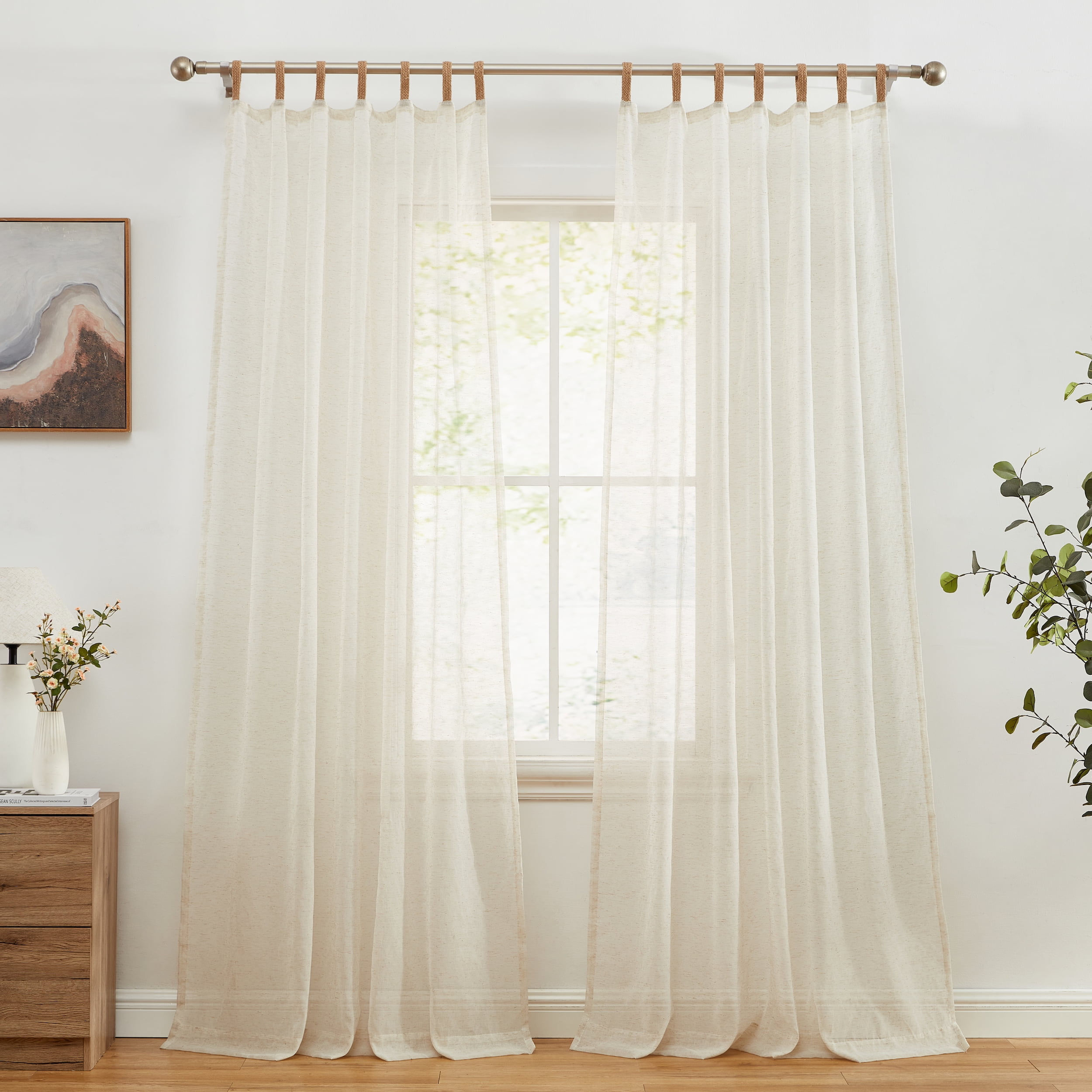 THD Aileen Burlap Flax Linen Semi Sheer Privacy Sun Light Filtering ...