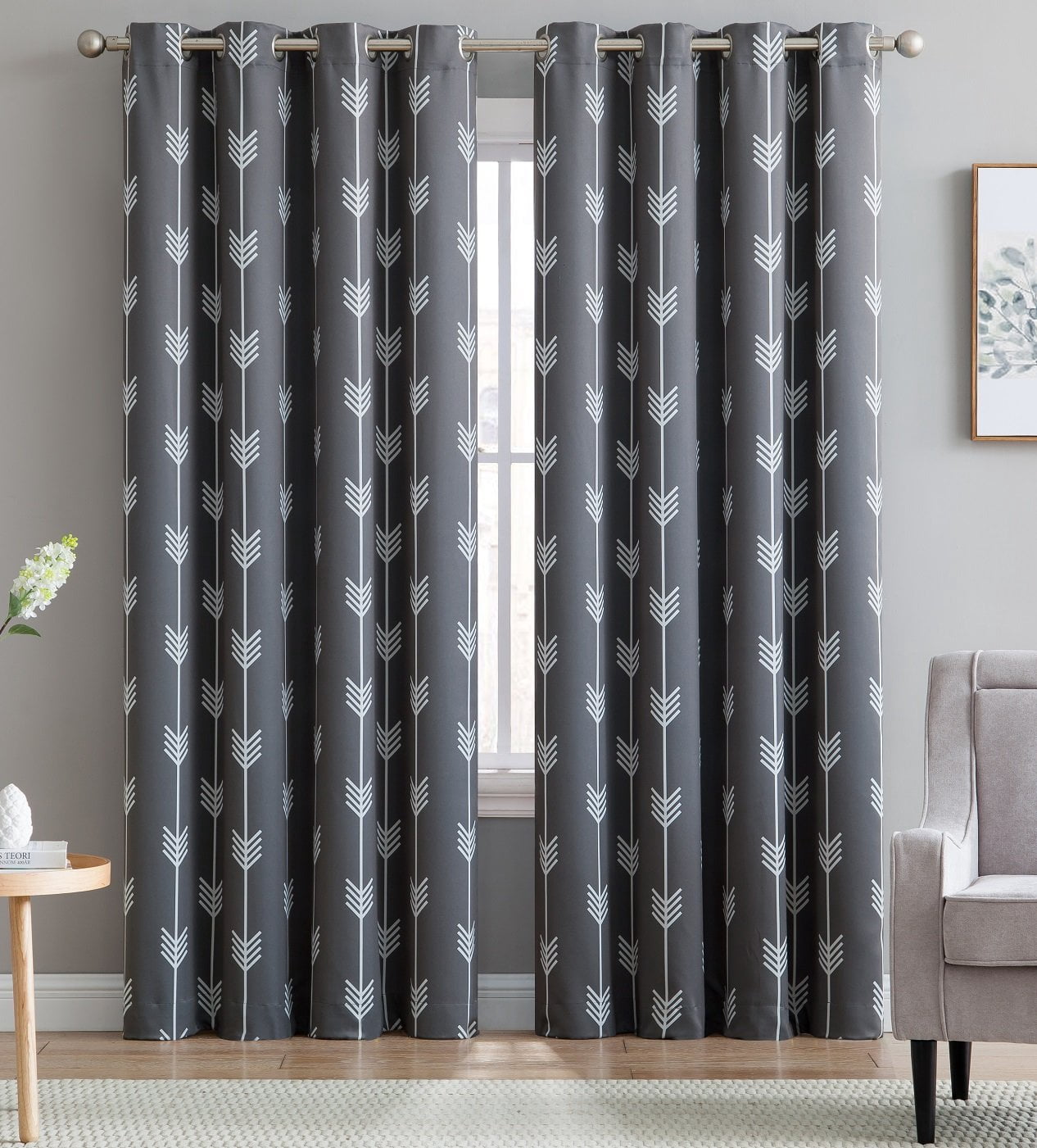 THD Arrow Printed Blackout Room Darkening Thermal Grommet Window ...