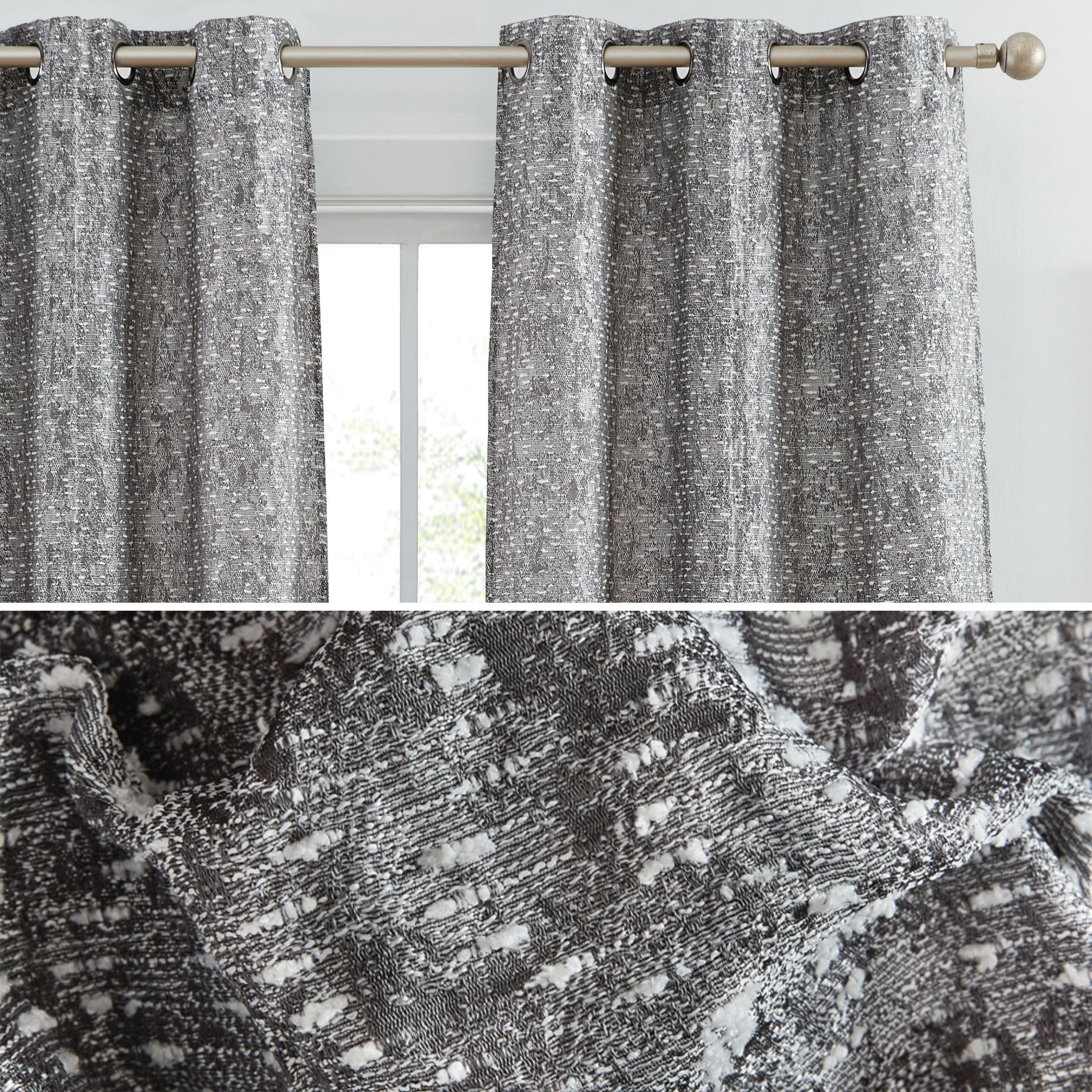 THD Avi Jacquard Slub Texture - Privacy Curtains with Grommet ...