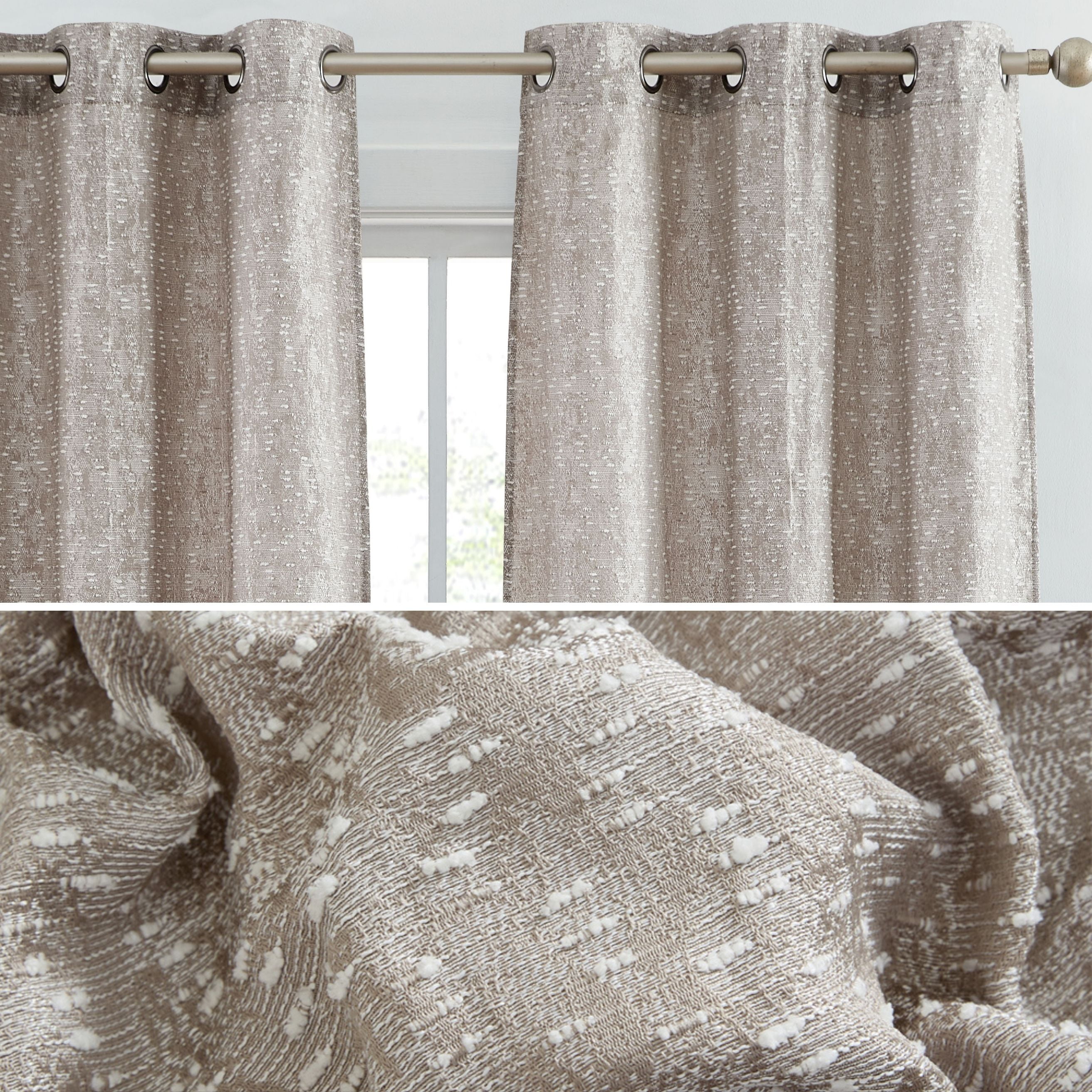 THD Avi Jacquard Slub Texture - Privacy Curtains with Grommet ...