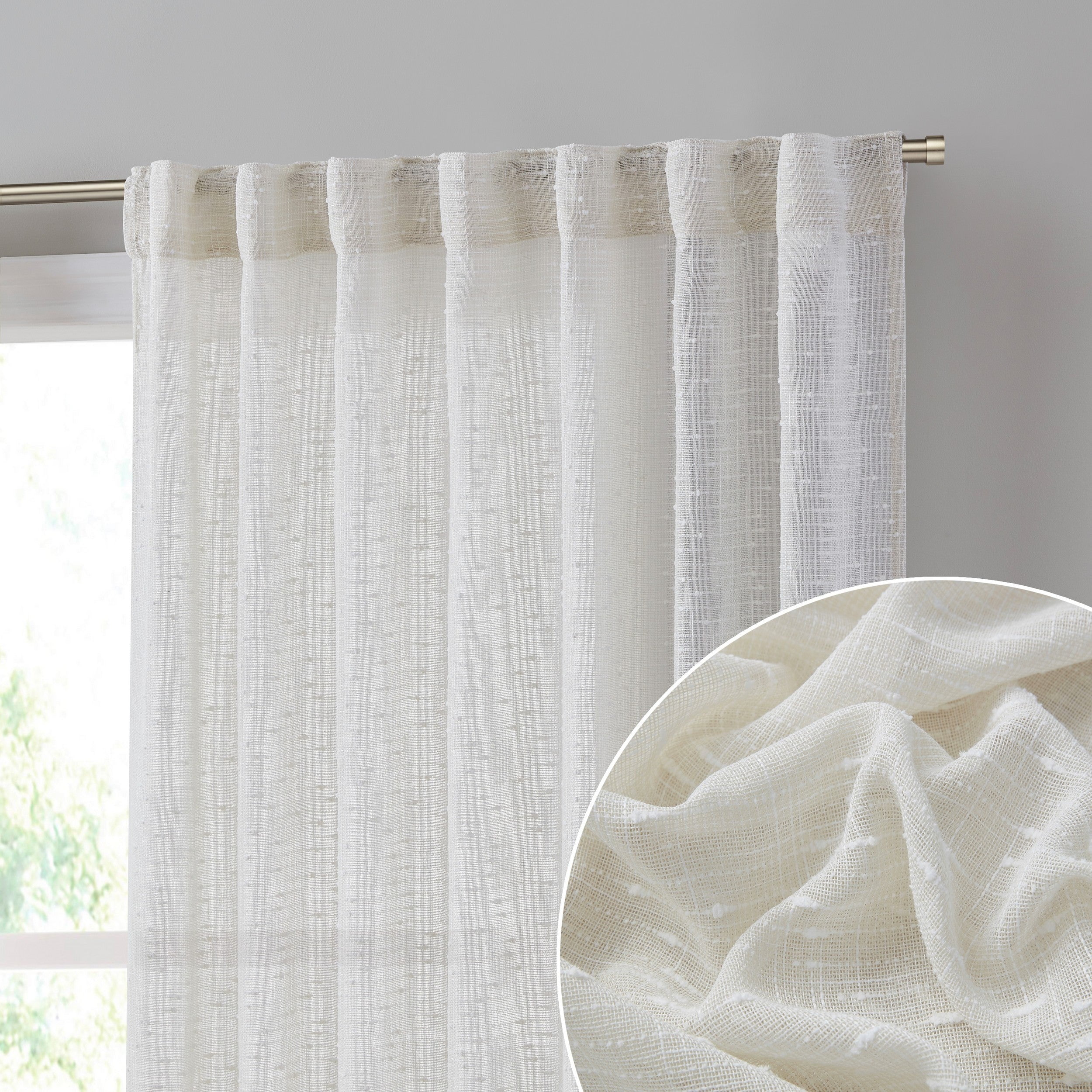 THD Charlotte Faux Linen Semi Sheer Light Filtering Transparent Back ...
