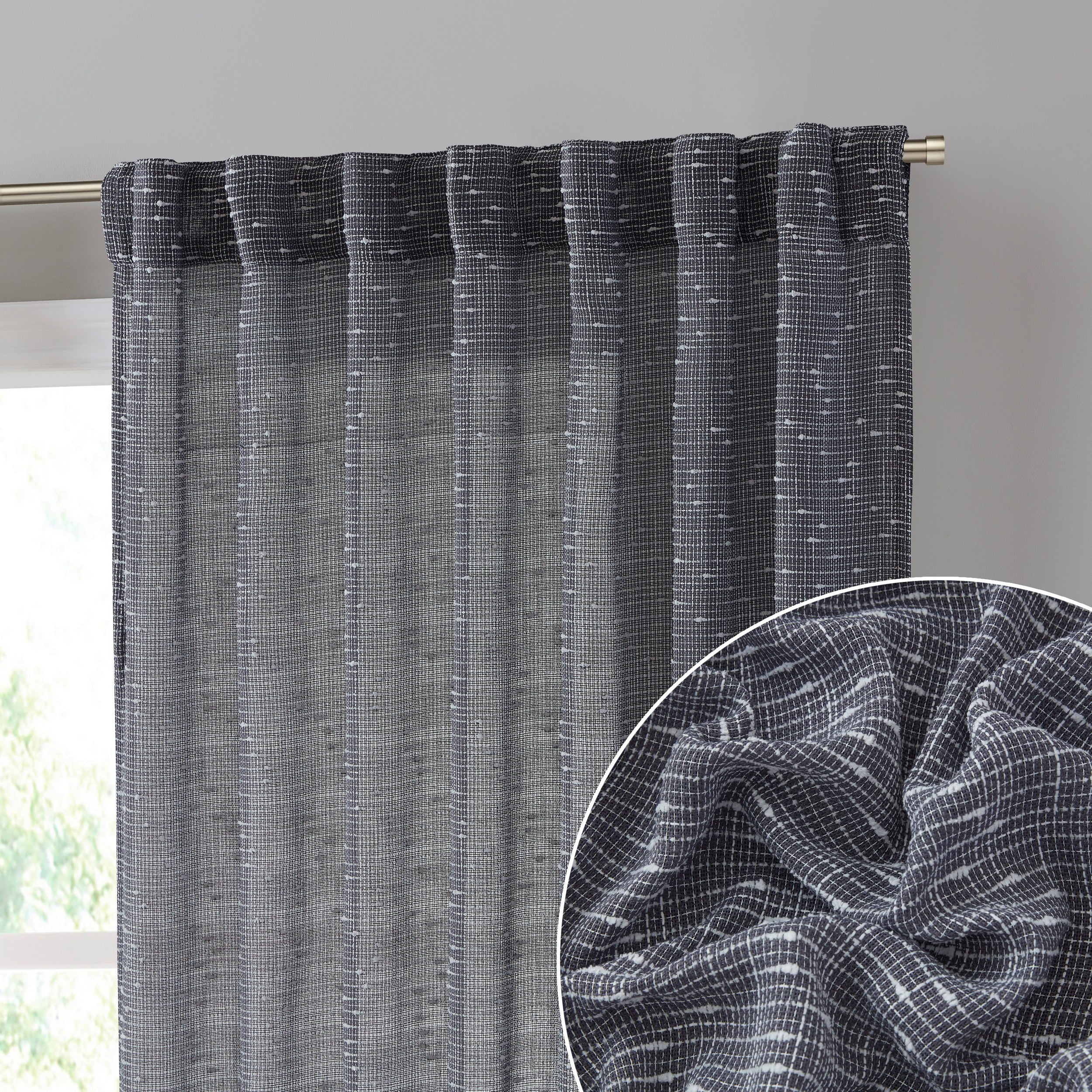 THD Charlotte Faux Linen Semi Sheer Light Filtering Transparent Back ...