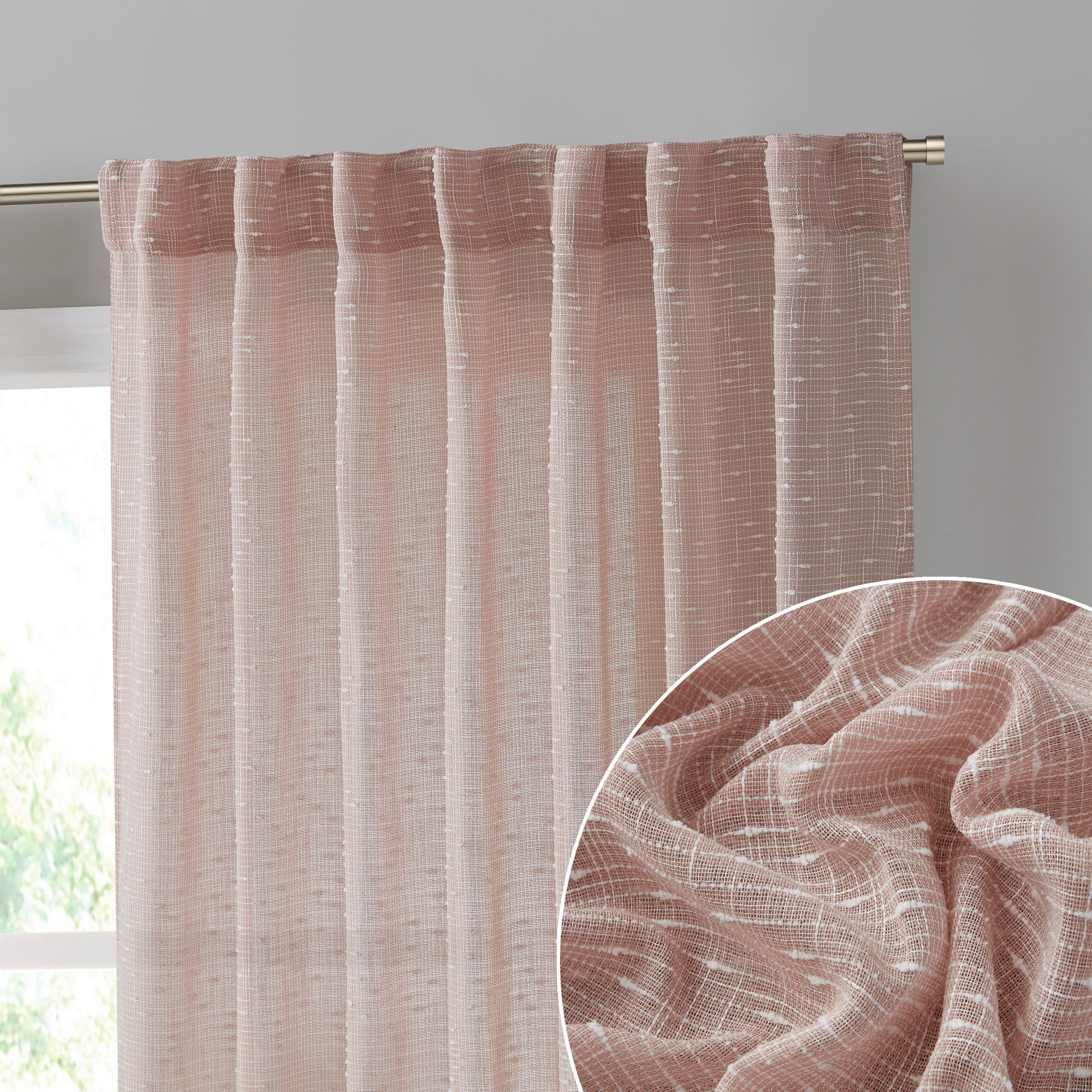THD Charlotte Faux Linen Semi Sheer Light Filtering Transparent Back ...