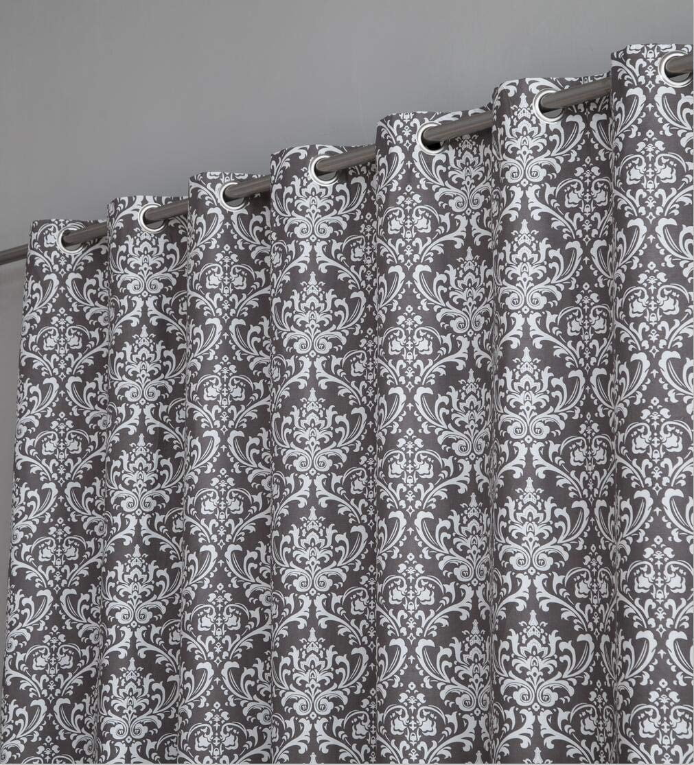 THD Damask Print 100% Full Blackout Grommet Patio Door Curtain Panel Noise Reduction, Room ...