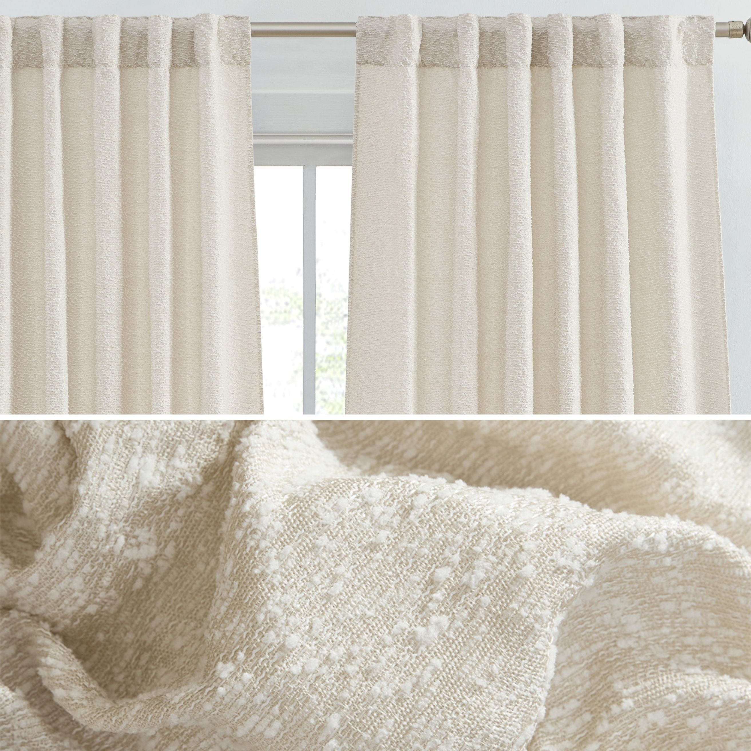 THD East Jacquard Slub Texture - Privacy Curtains with Back Tab Rod ...