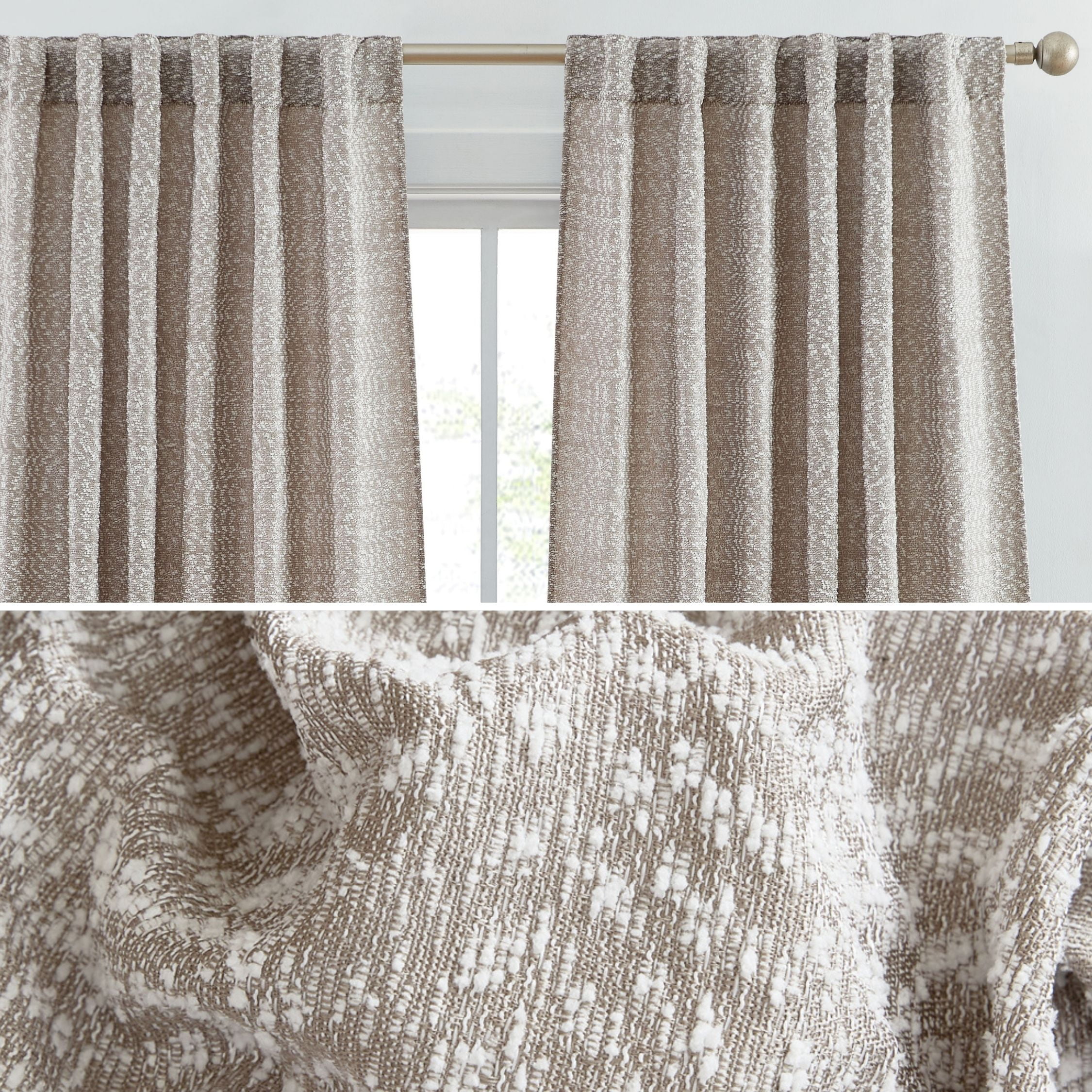 THD East Jacquard Slub Texture - Privacy Curtains with Back Tab Rod ...