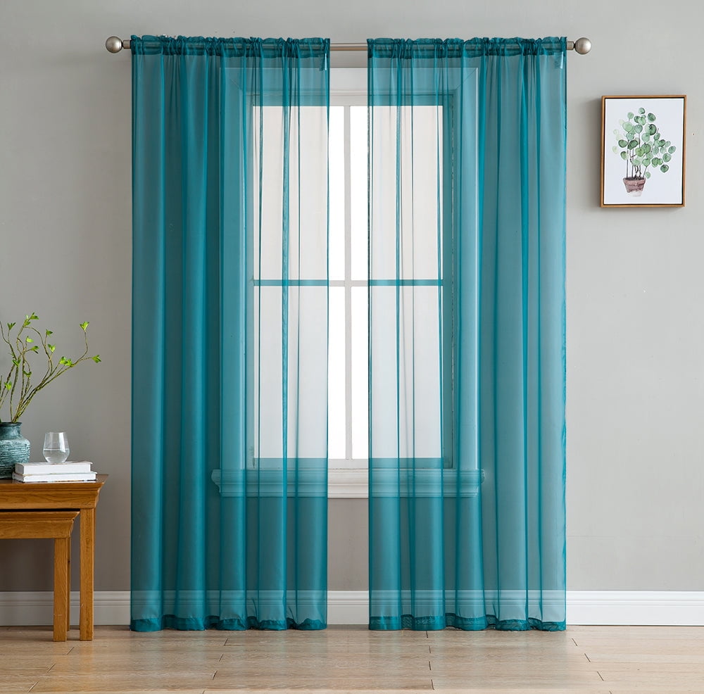 THD Essentials Sheer Voile Window Treatment Rod Pocket Curtain Panels ...