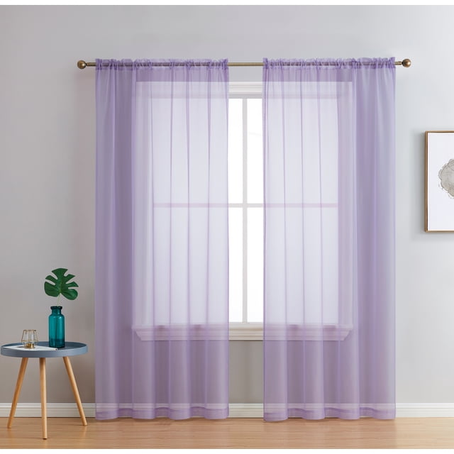 THD Essentials Sheer Voile Window Treatment Rod Pocket Curtain Panels ...