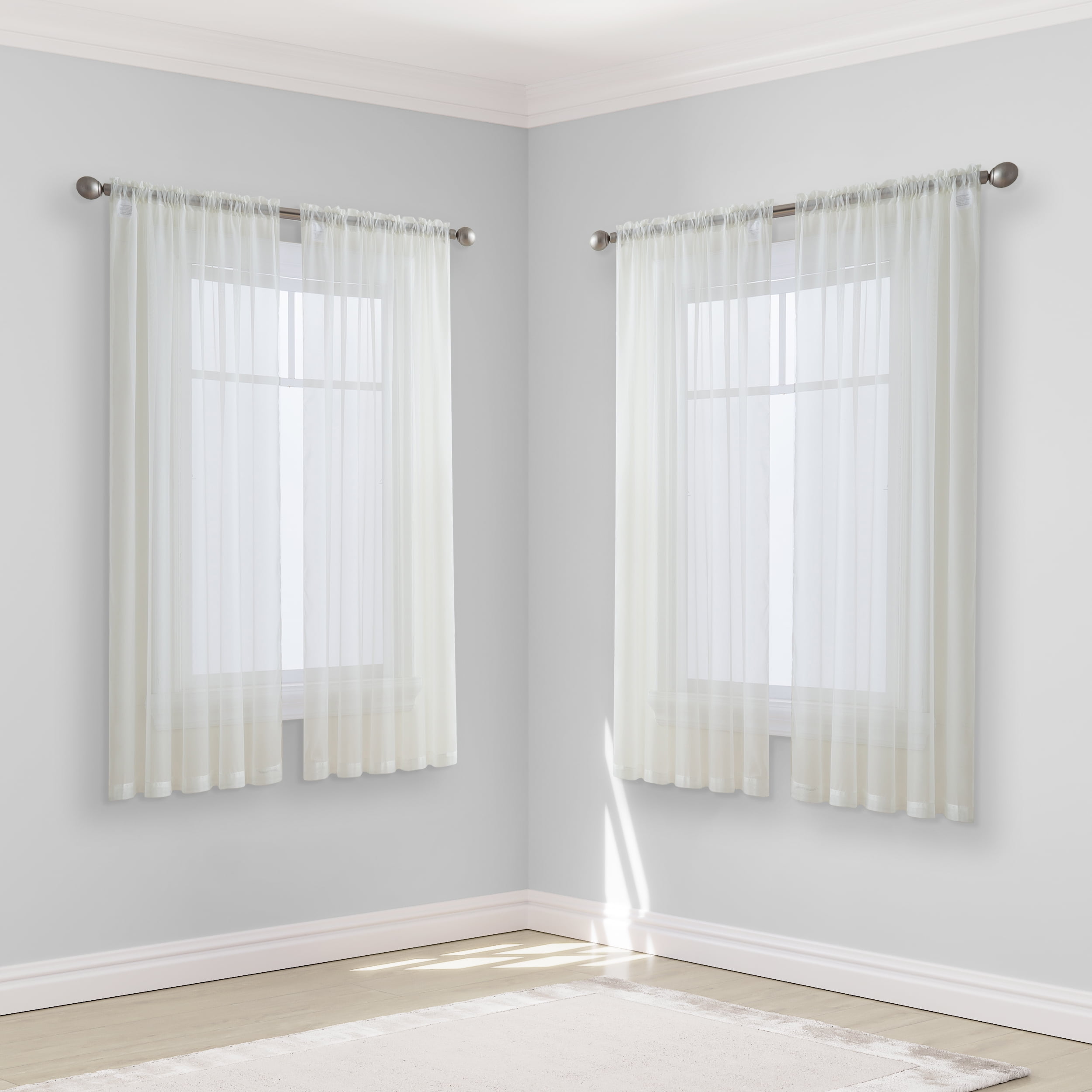THD Essentials Sheer Voile Window Treatment Rod Pocket Curtain Panels ...