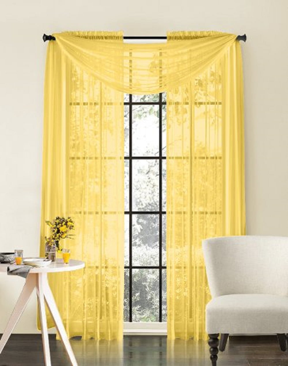 THD Essentials Sheer Voile Window Treatment Rod Pocket Curtain Panels ...