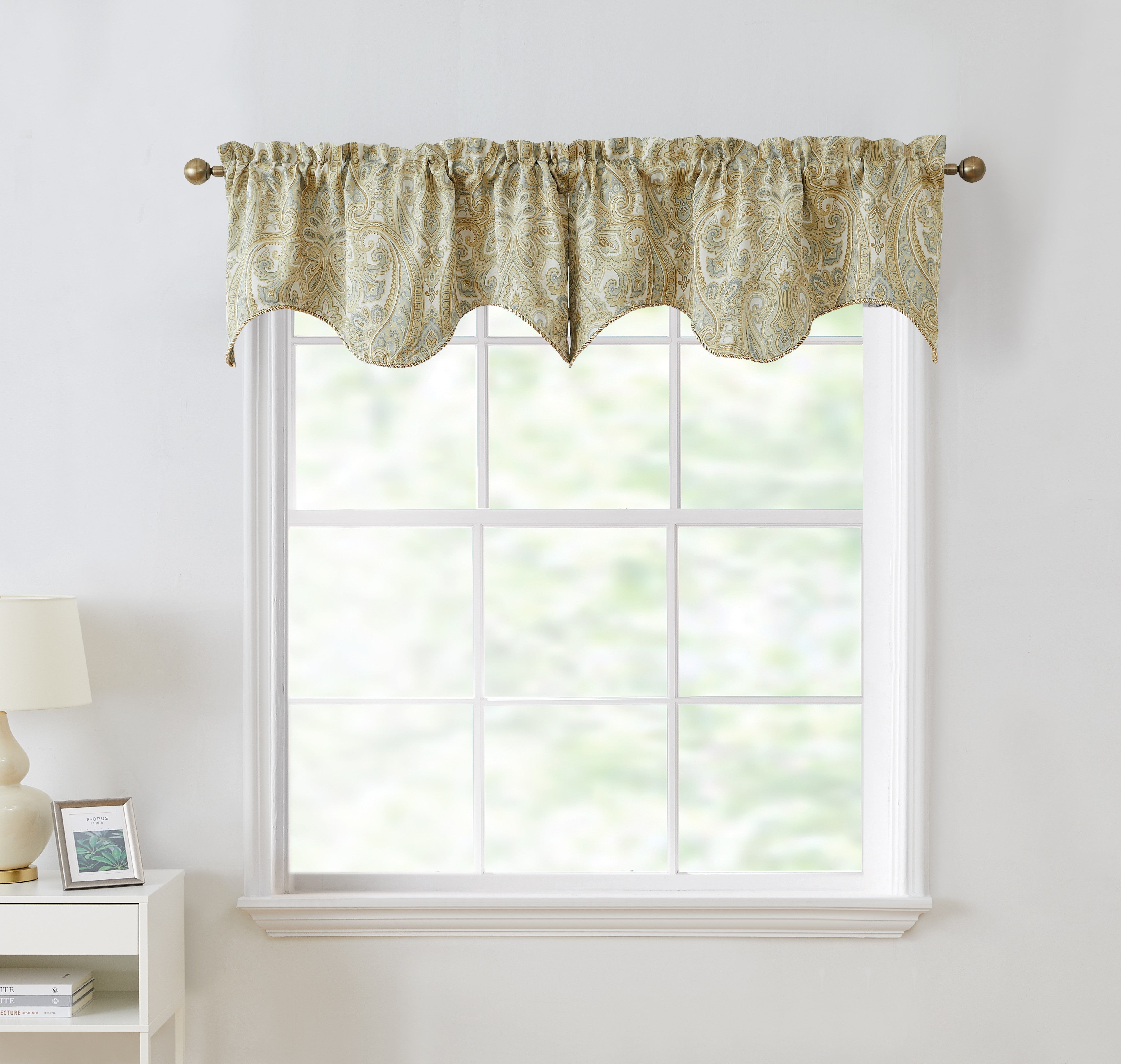 THD France Paisley Scalloped Valance - Single Valance - Walmart.com