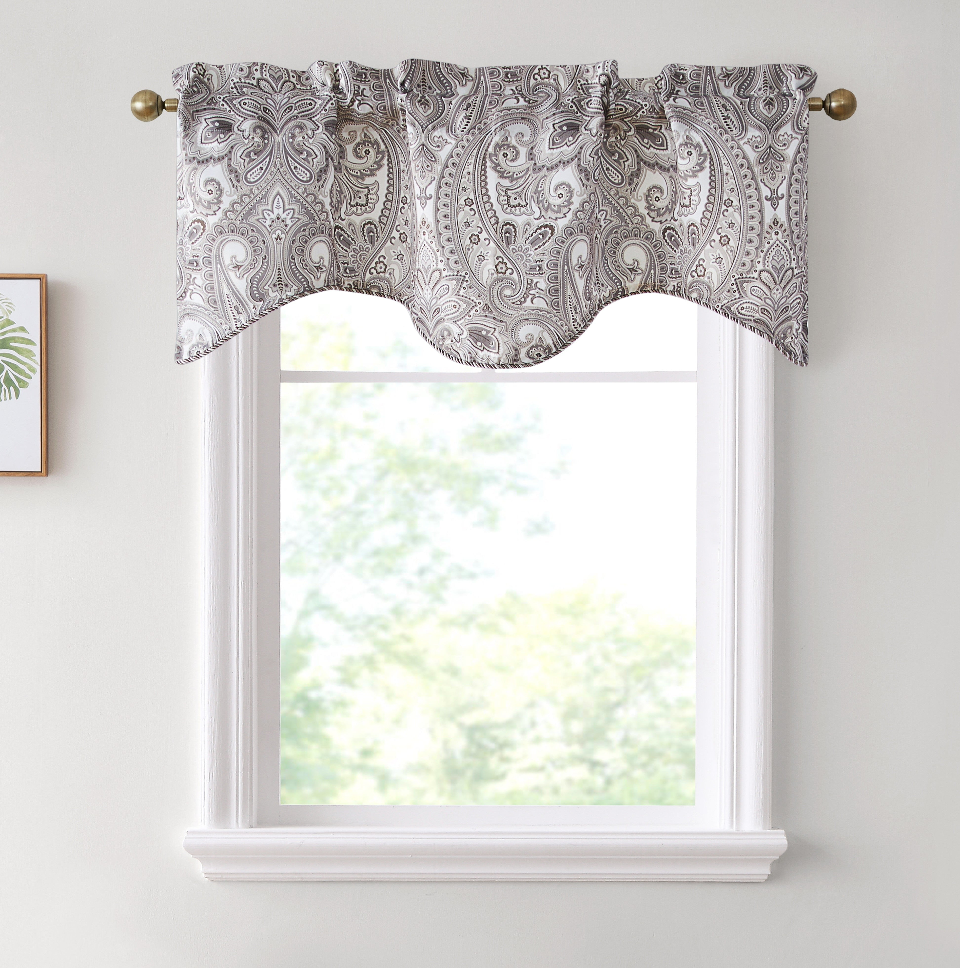 THD France Paisley Scalloped Valance - Single Valance - Walmart.com