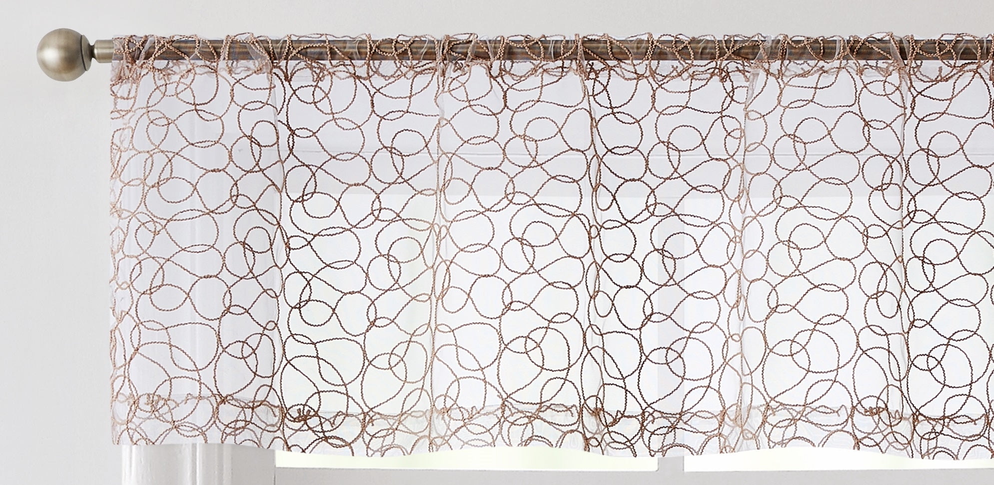 THD Francine Embroidered Sheer Voile Window Curtain Rod Pocket Valance ...
