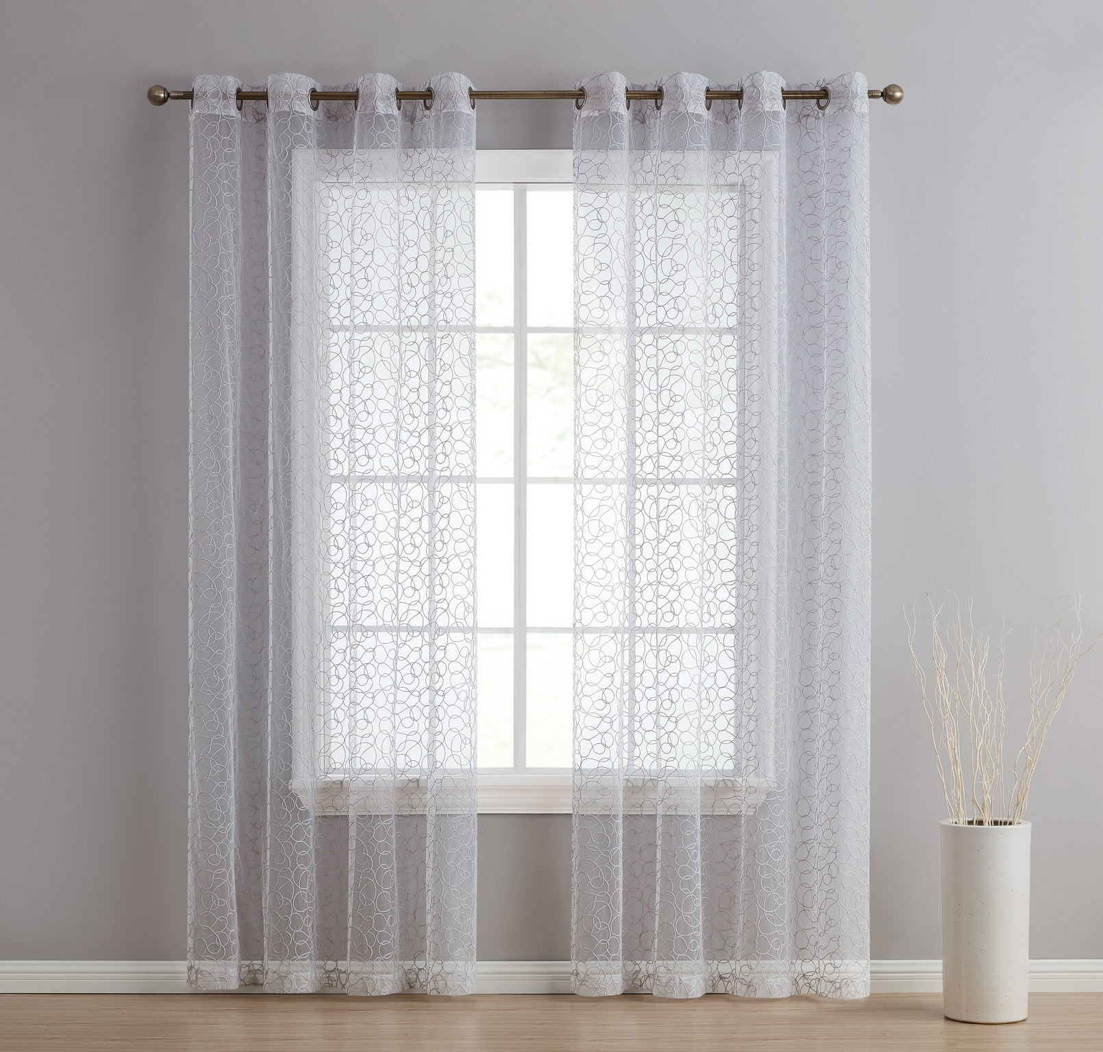 THD Francine Embroidered Soft Decorative Sheer Voile Light Filtering ...