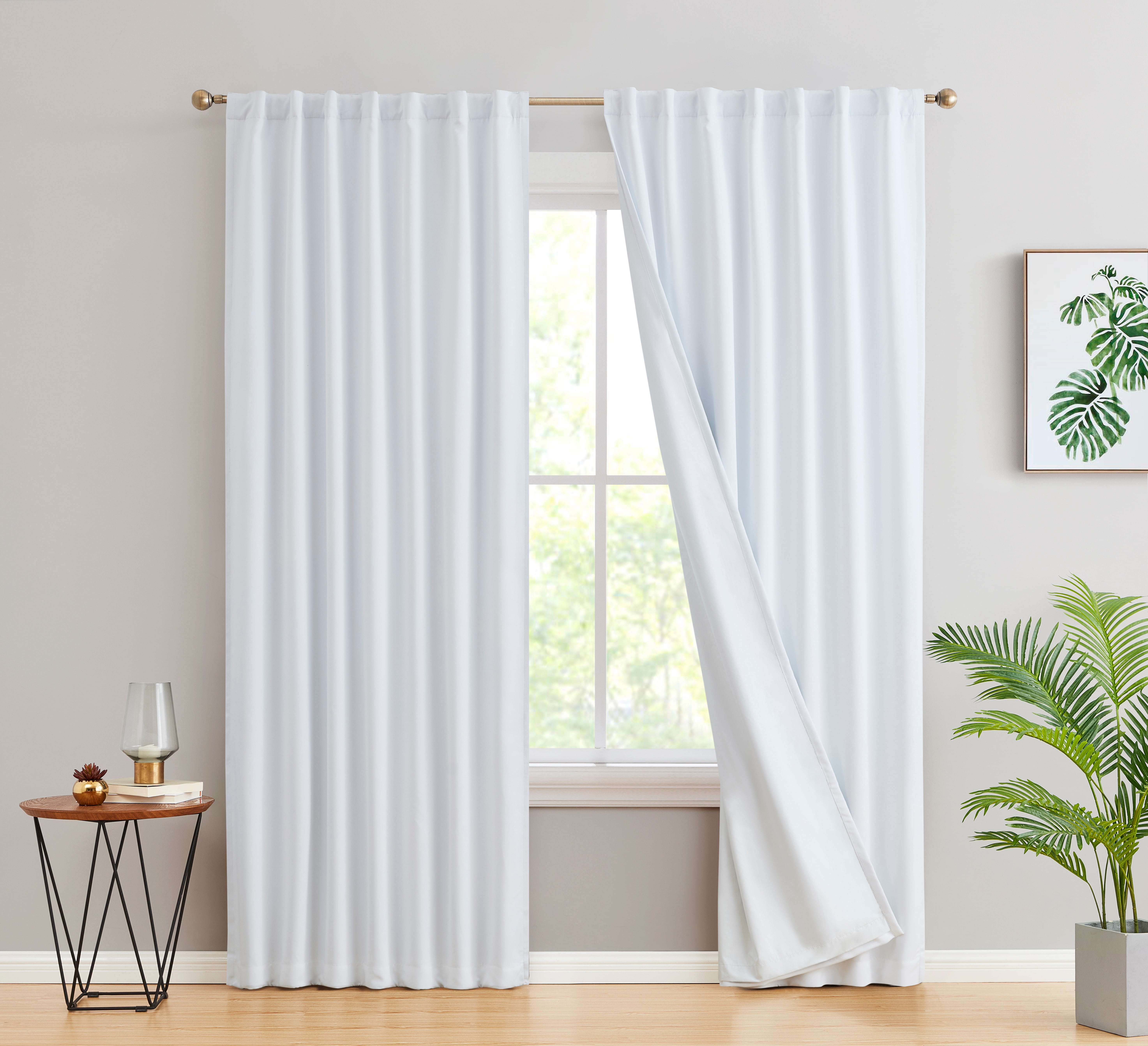 THD Grant 100% Blackout Rod Pocket Window Curtain Panels Energy ...