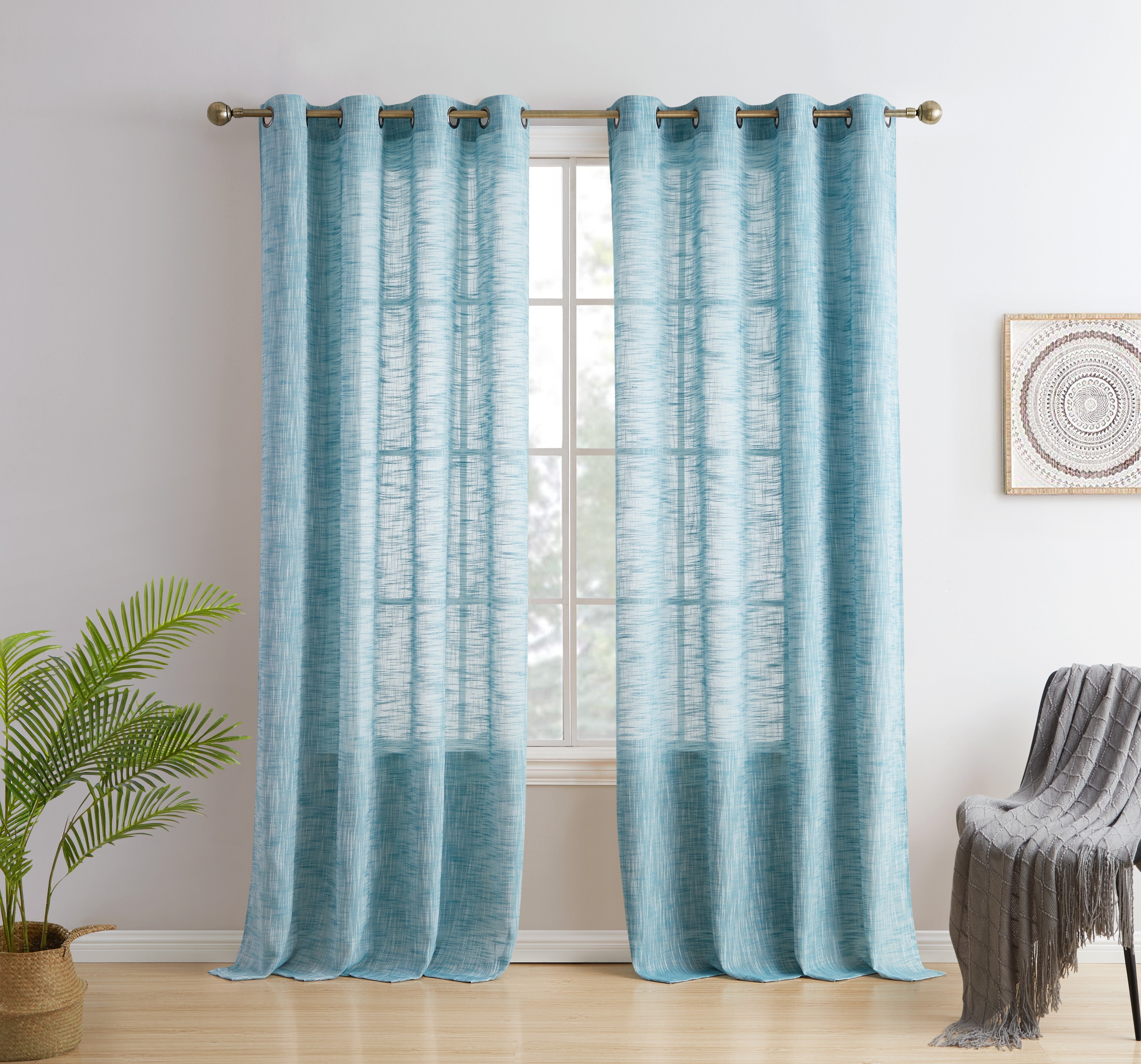 THD Harley Faux Linen Textured Sheer Light Filtering Grommet Curtain ...