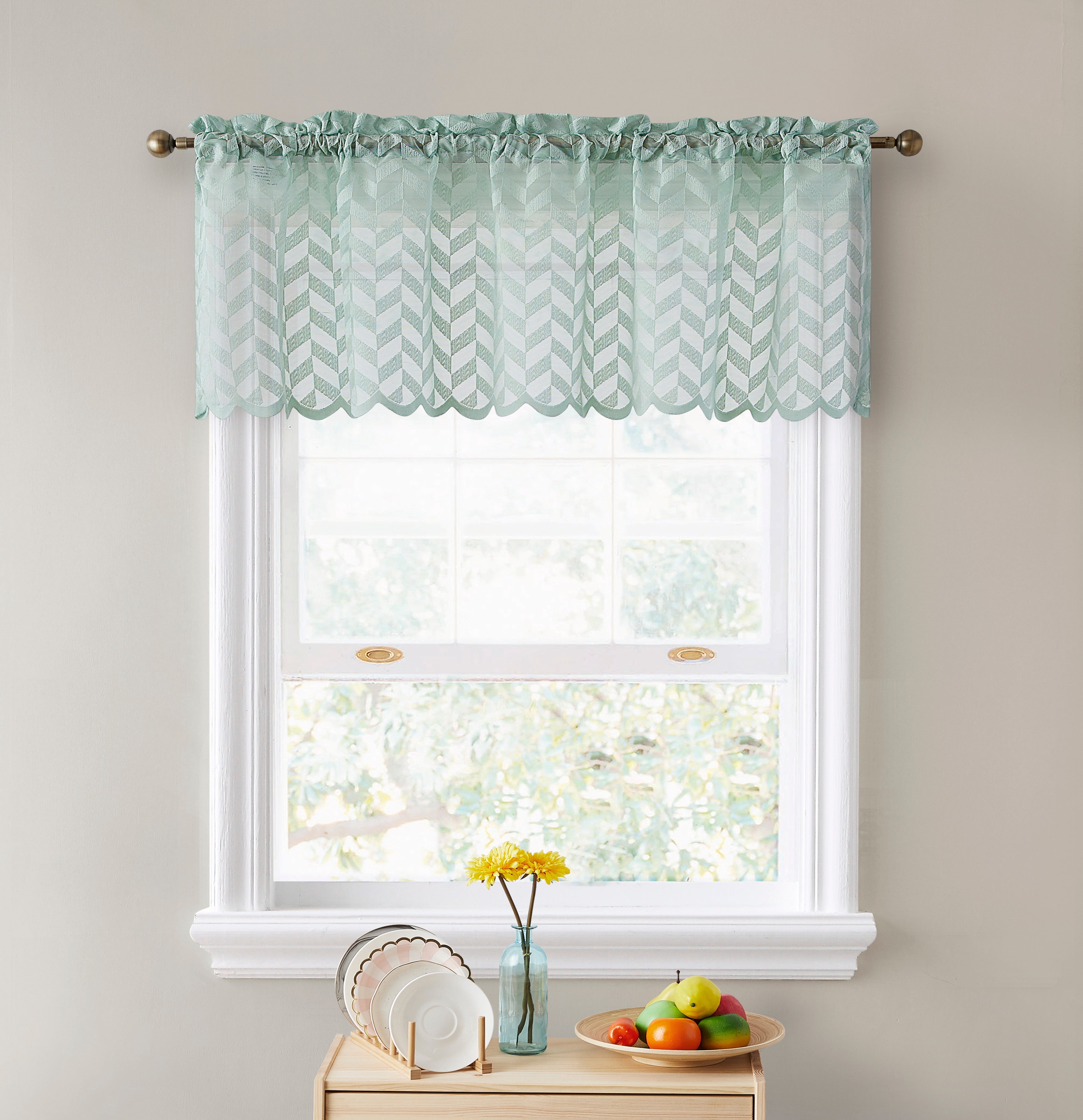 THD Herringbone Lace Thick Semi Sheer Premium Window Valance - Walmart.com