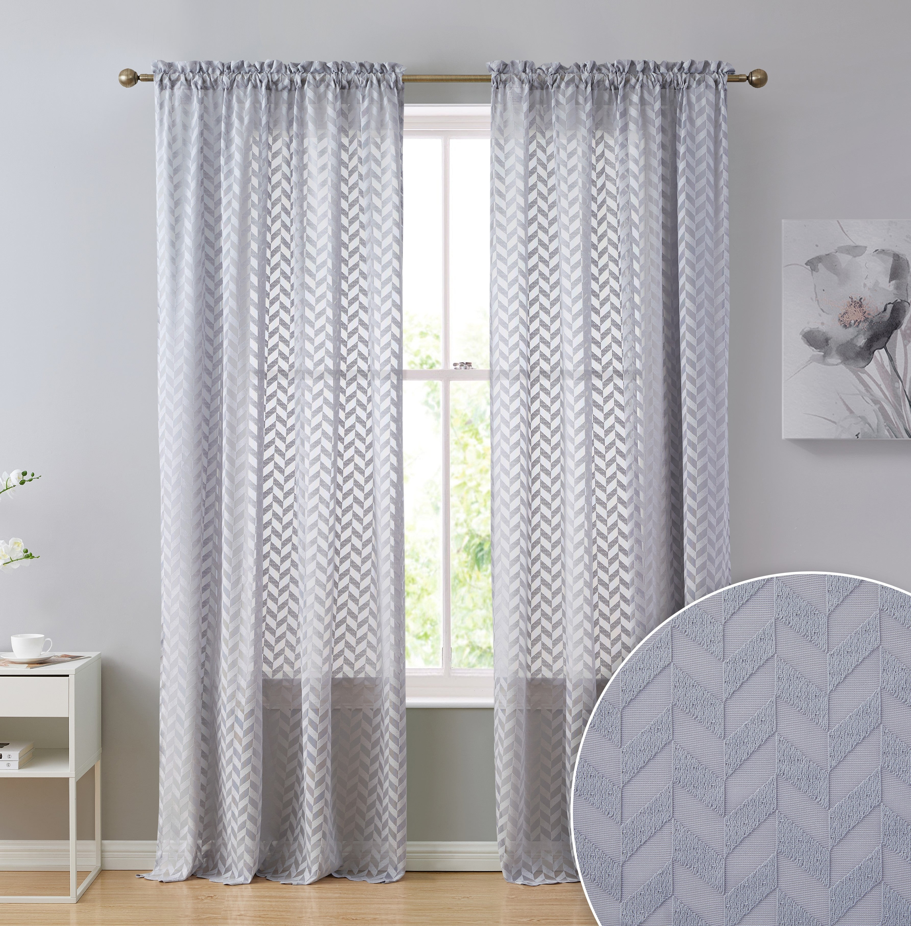 THD Herringbone Lace Thick Semi Sheer Premium Grommet Top Window ...