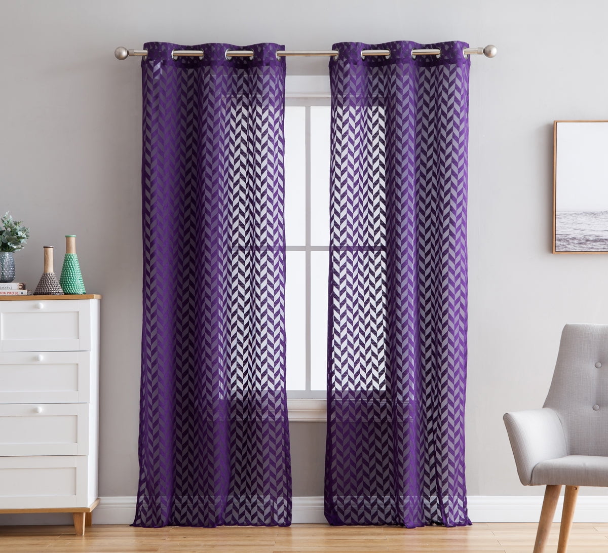 THD Herringbone Lace Thick Semi Sheer Premium Grommet Top Window ...