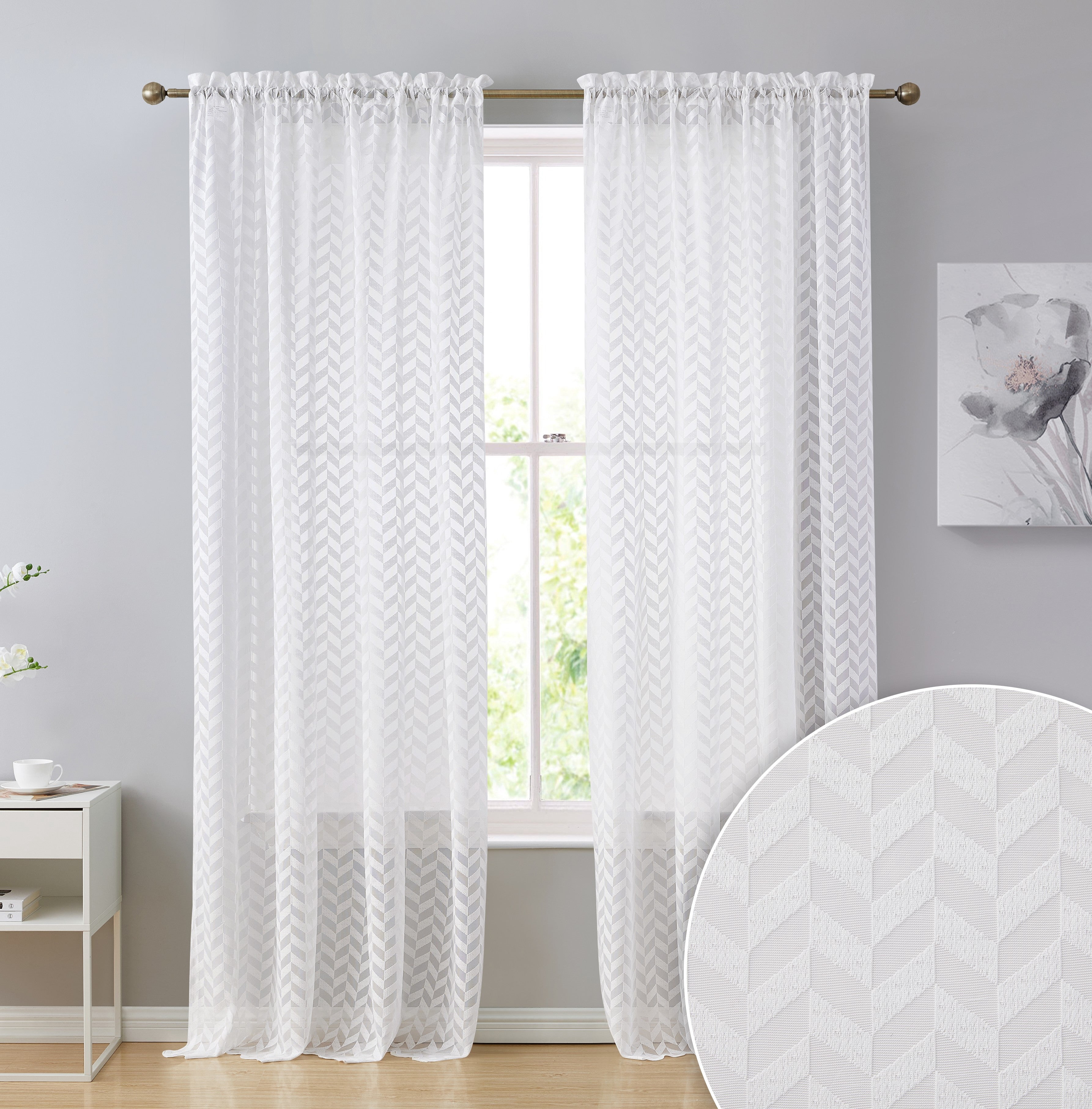 THD Herringbone Lace Thick Semi Sheer Premium Grommet Top Window ...