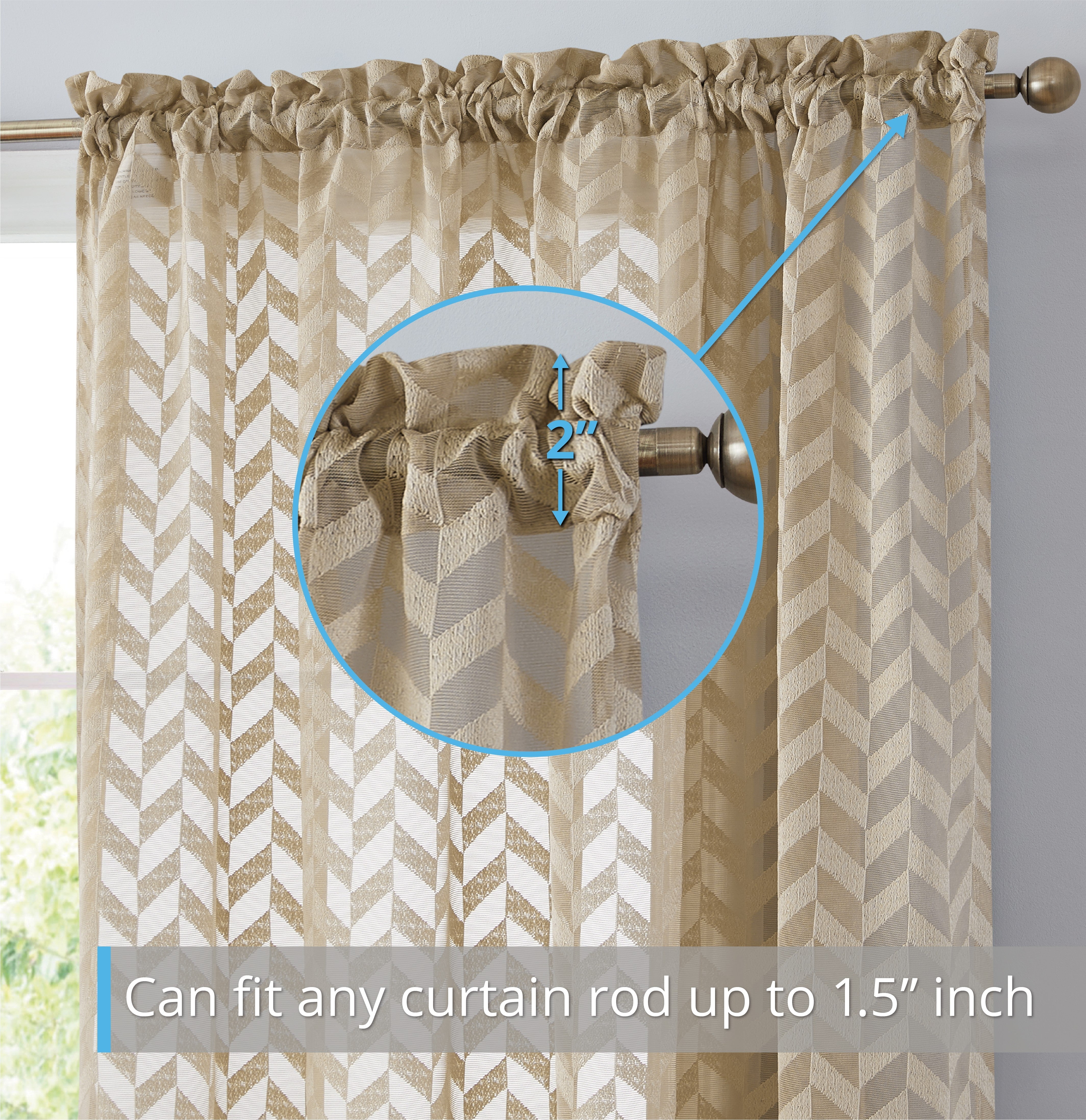 THD Herringbone Lace Thick Semi Sheer Premium Grommet Top Window ...