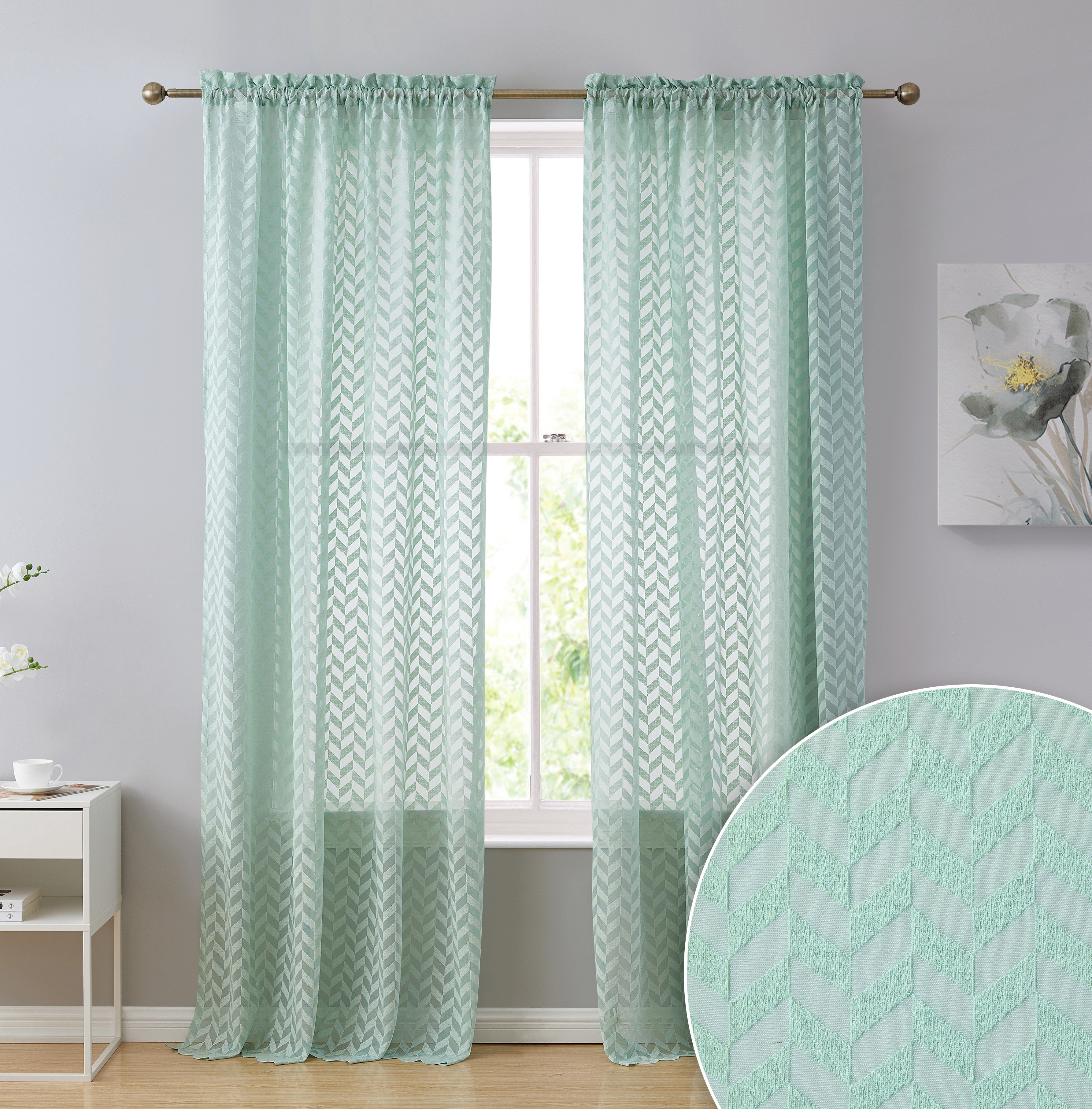 THD Herringbone Lace Thick Semi Sheer Premium Grommet Top Window ...