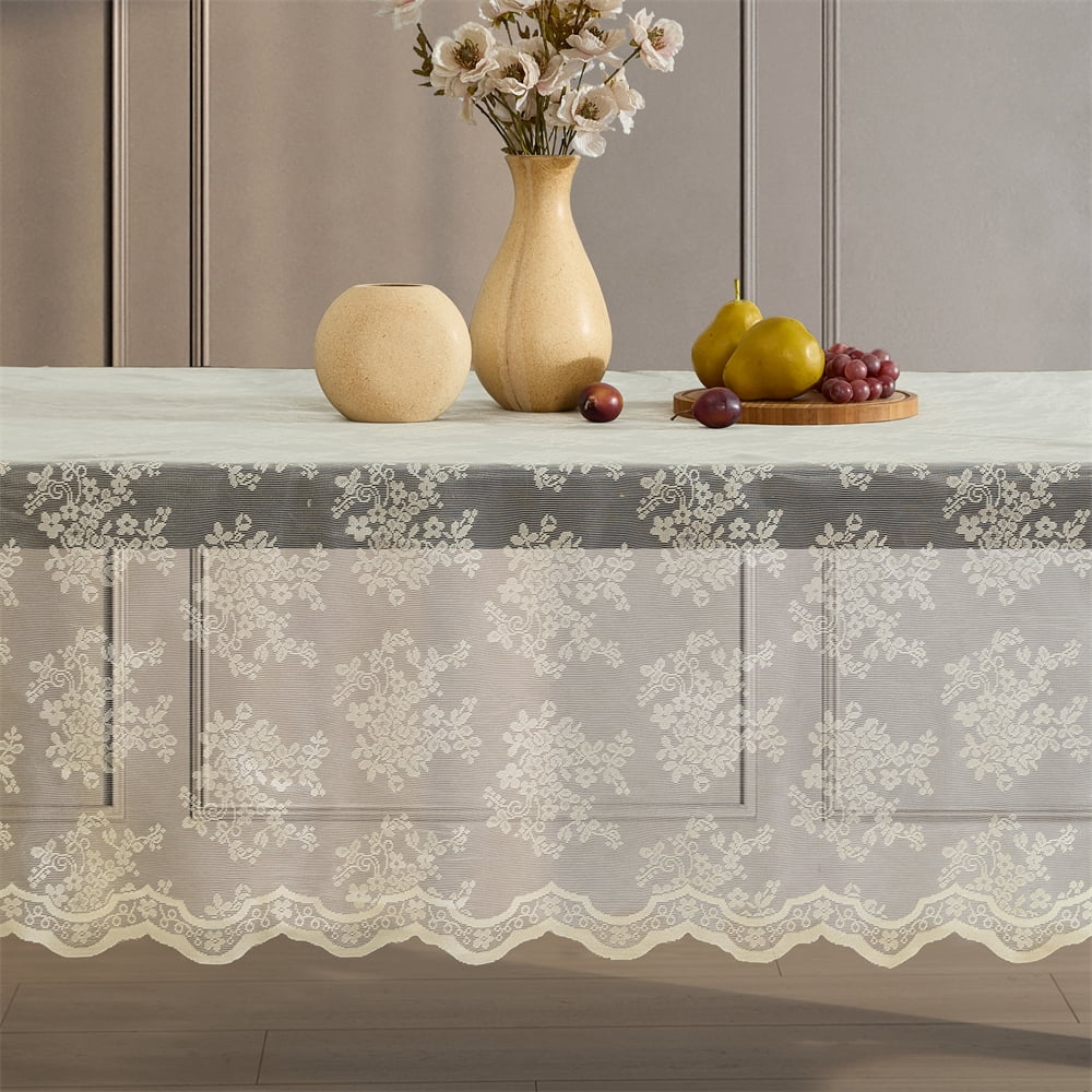 THD Joelle Floral Lace Fabric Tablecloth, Lace Fabric Table Cloth for ...