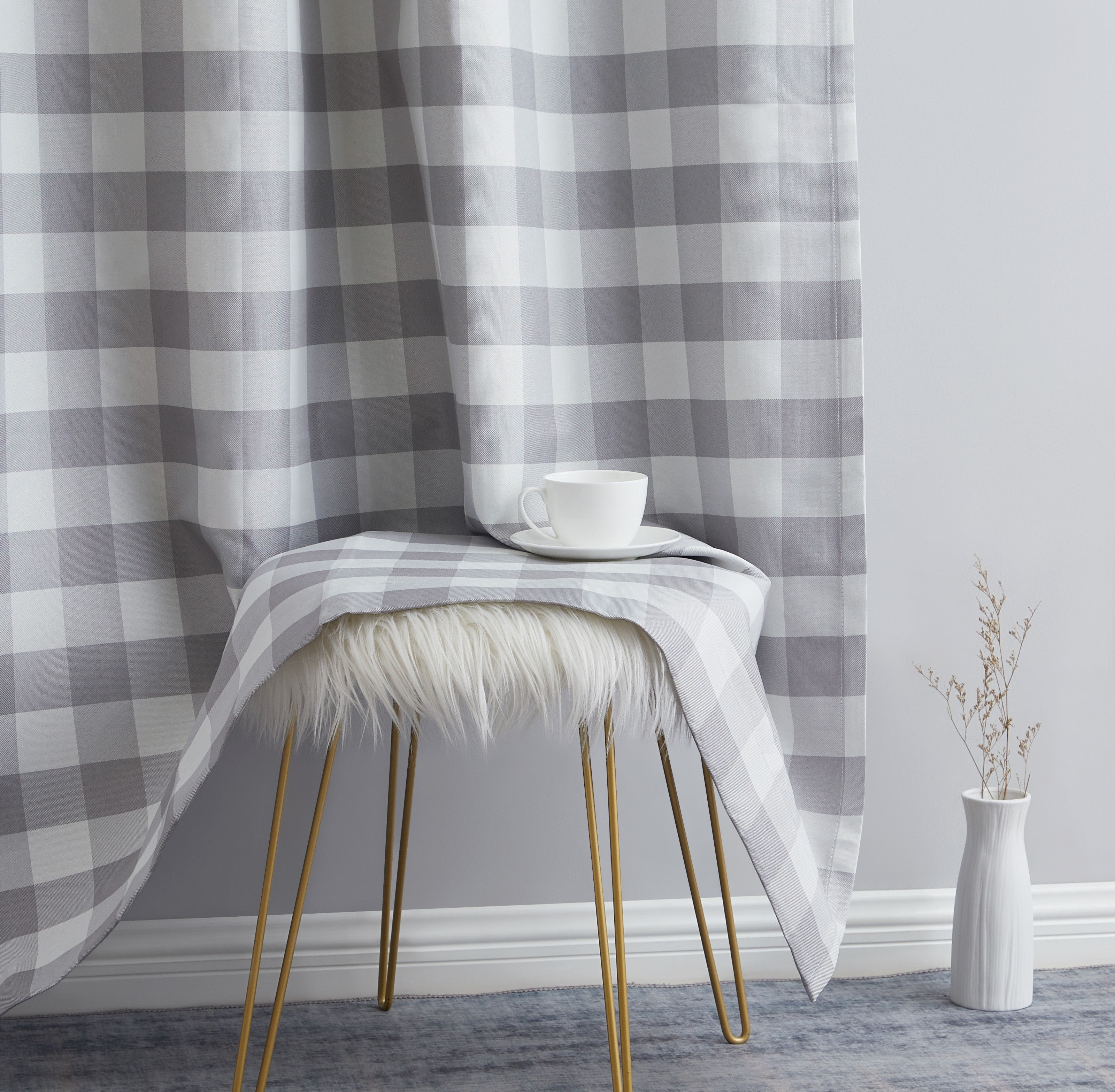 THD Meadow Buffalo 100% Complete Blackout Thermal Insulated Energy Savings Grommet Curtain ...