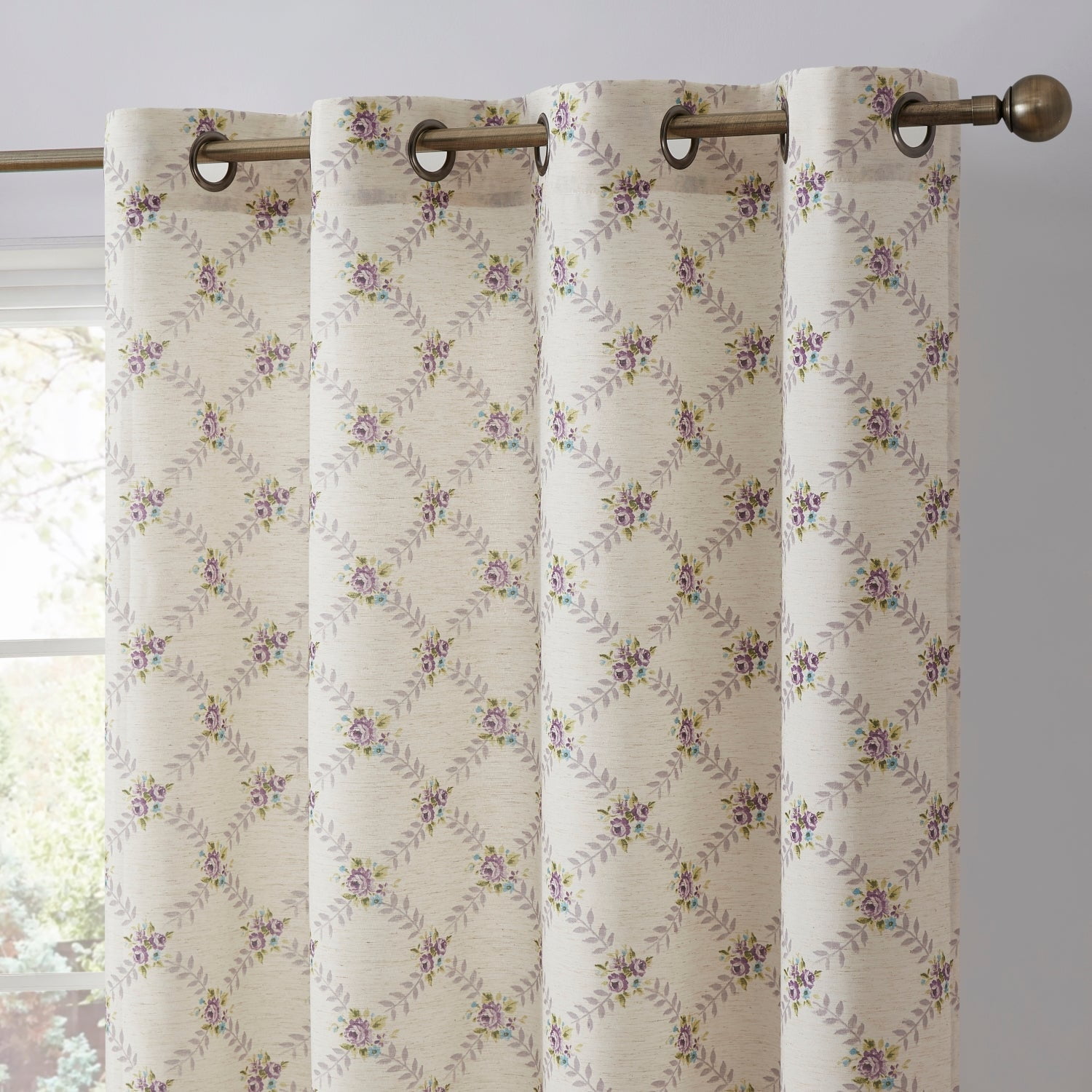 THD Miranda Floral Decorative Grommet Window Treatment Curtain Drapery ...