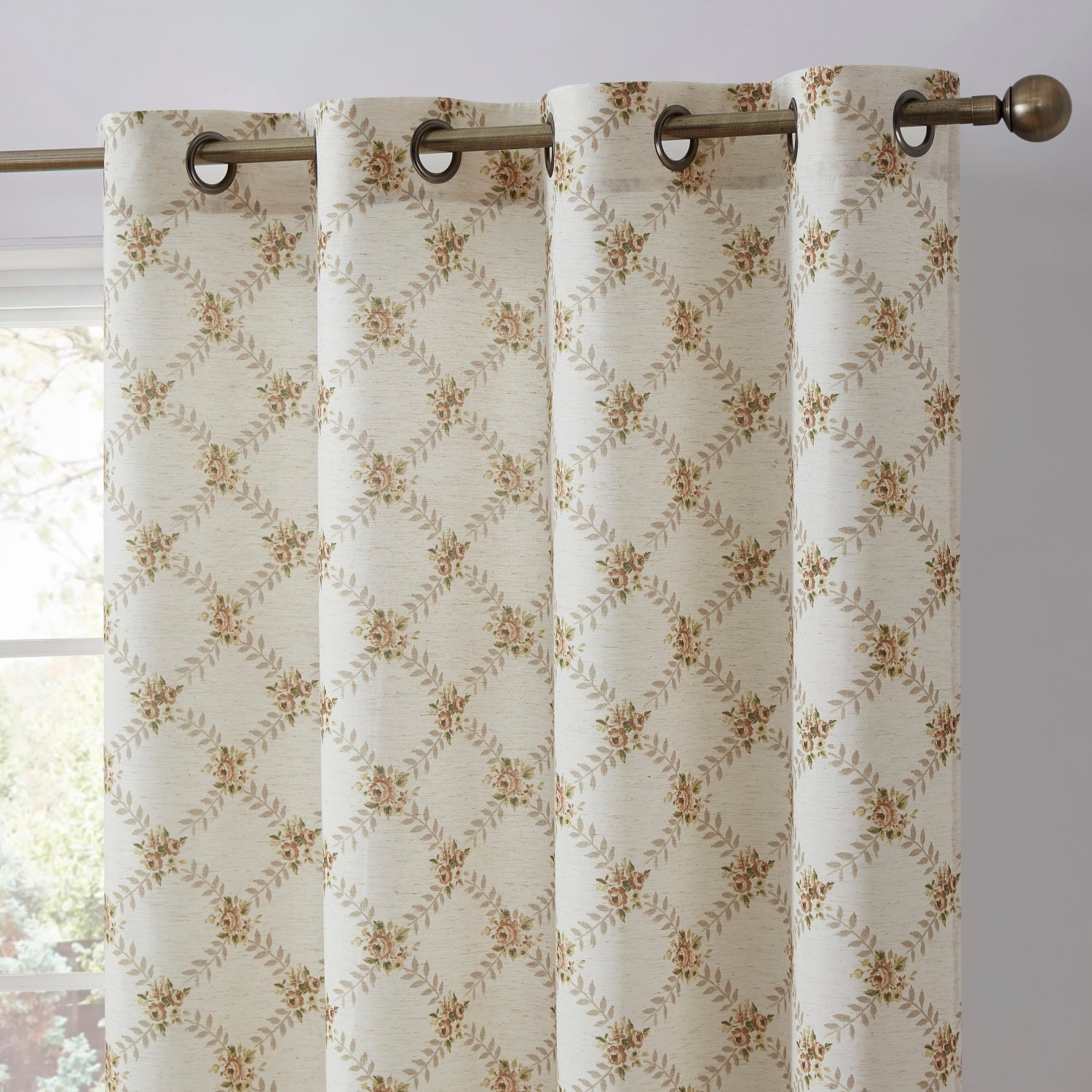 THD Miranda Floral Decorative Grommet Window Treatment Curtain Drapery ...