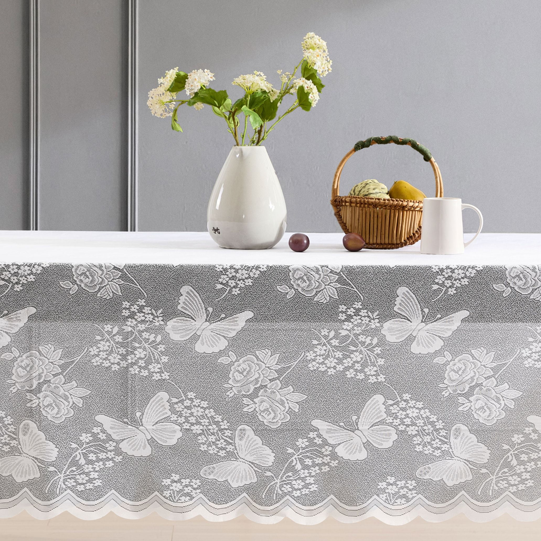 THD Pixie Floral Lace Fabric Tablecloth, Lace Fabric Table Cloth for ...
