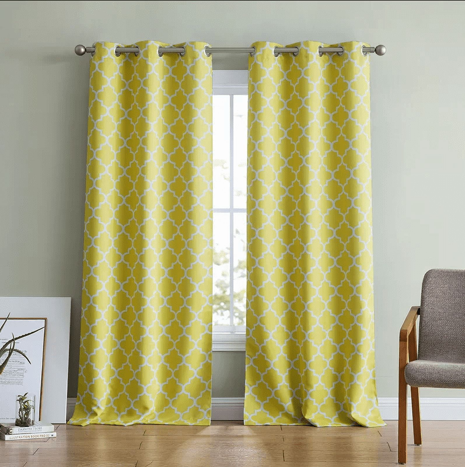 THD Royal Lattice Decorative Blackout Thermal Privacy Room Darkening Grommet Window Drapes ...