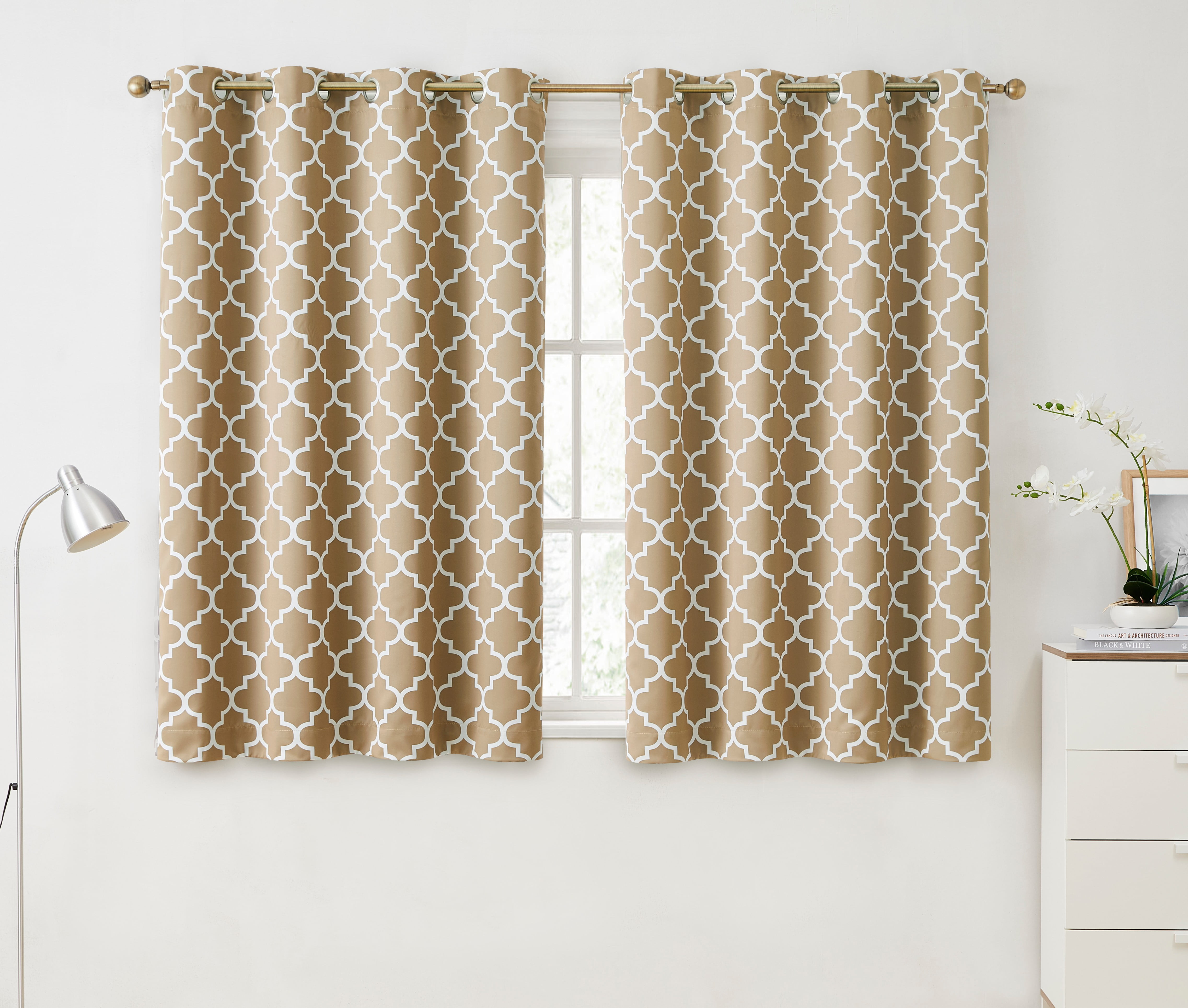 THD Royal Lattice Decorative Blackout Thermal Privacy Room Darkening Grommet Window Drapes ...