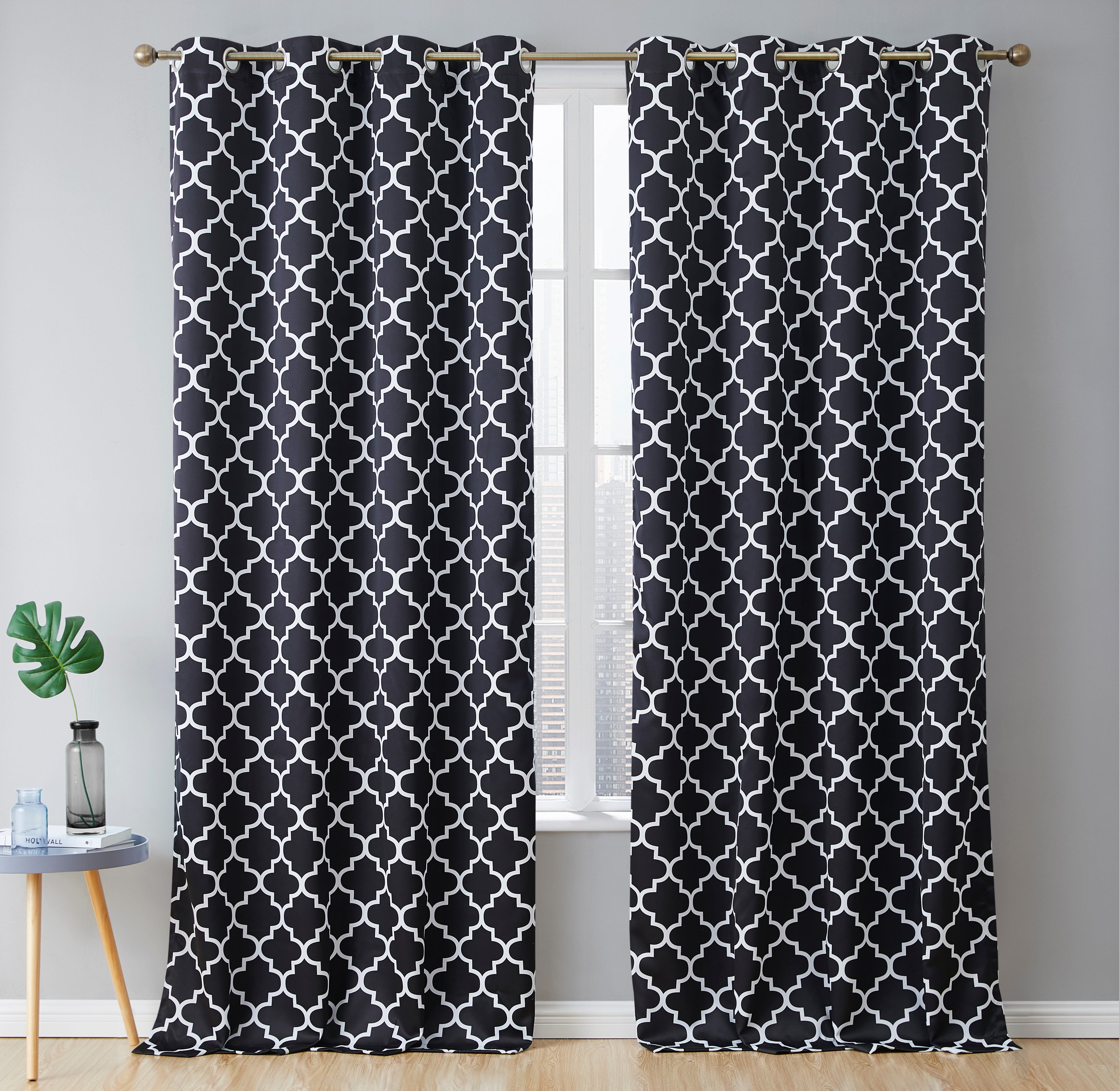 THD Royal Lattice Decorative Blackout Thermal Privacy Room Darkening Grommet Window Drapes ...