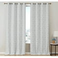 THD Sally Flocked Lattice Geometric 100% Blackout Total Privacy Grommet Window Curtain Panels ...